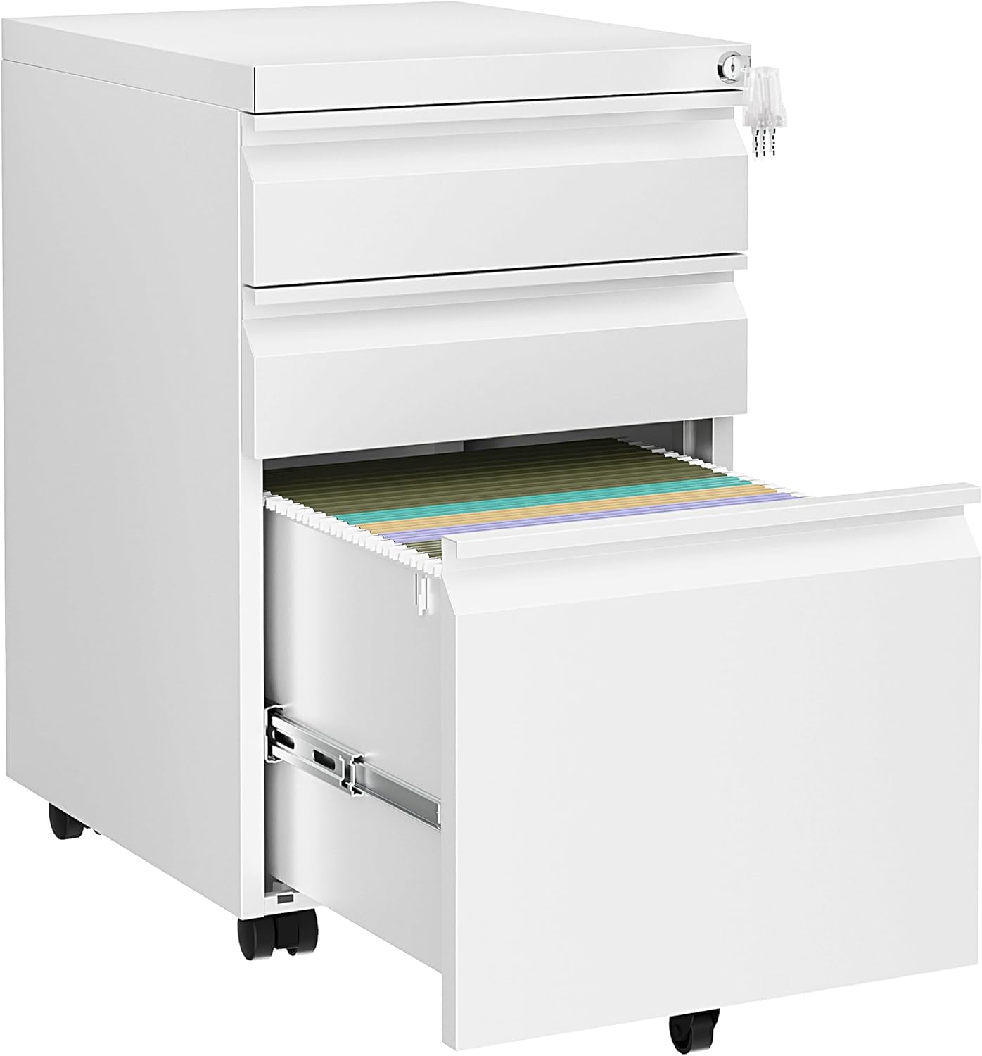 3 Drawers Slim File Cabinet Metal Filing Cabinet with Lock Mobile File ...