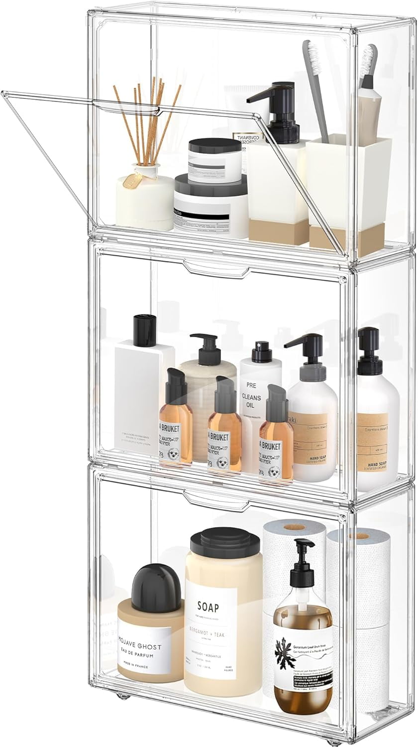 3 Drawers Slim Rolling Storage Cart, Clear Mobile Utility Cart Storage ...