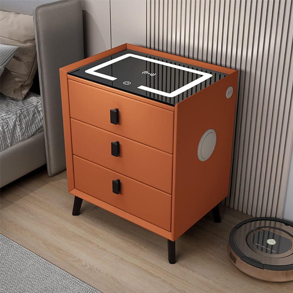 3 Drawers Solid Wood Smart Nightstands with Wireless Charging Station ...