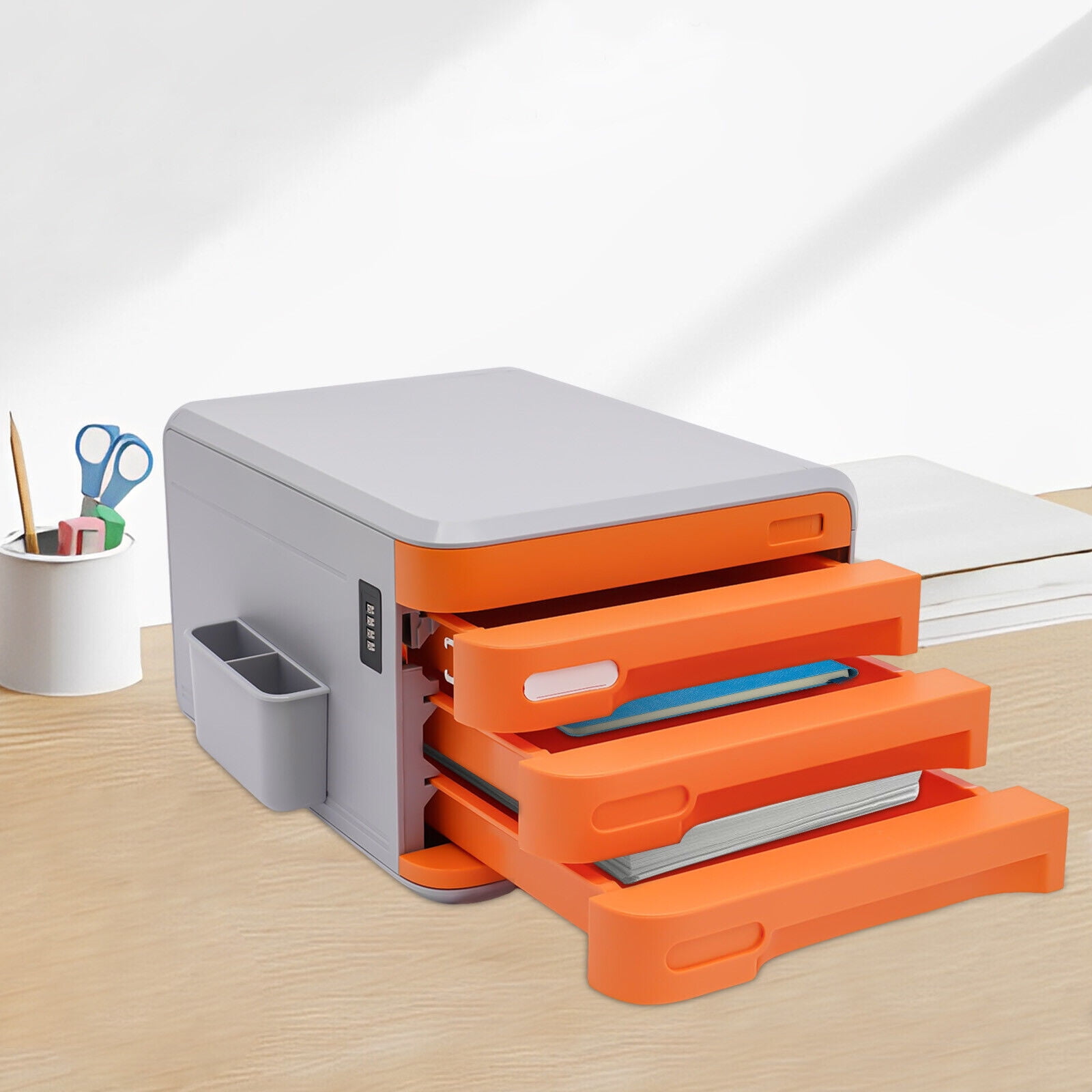 3 Drawers Storage Cabinet Desktop Filing Cabinet Organizer with Lock ...