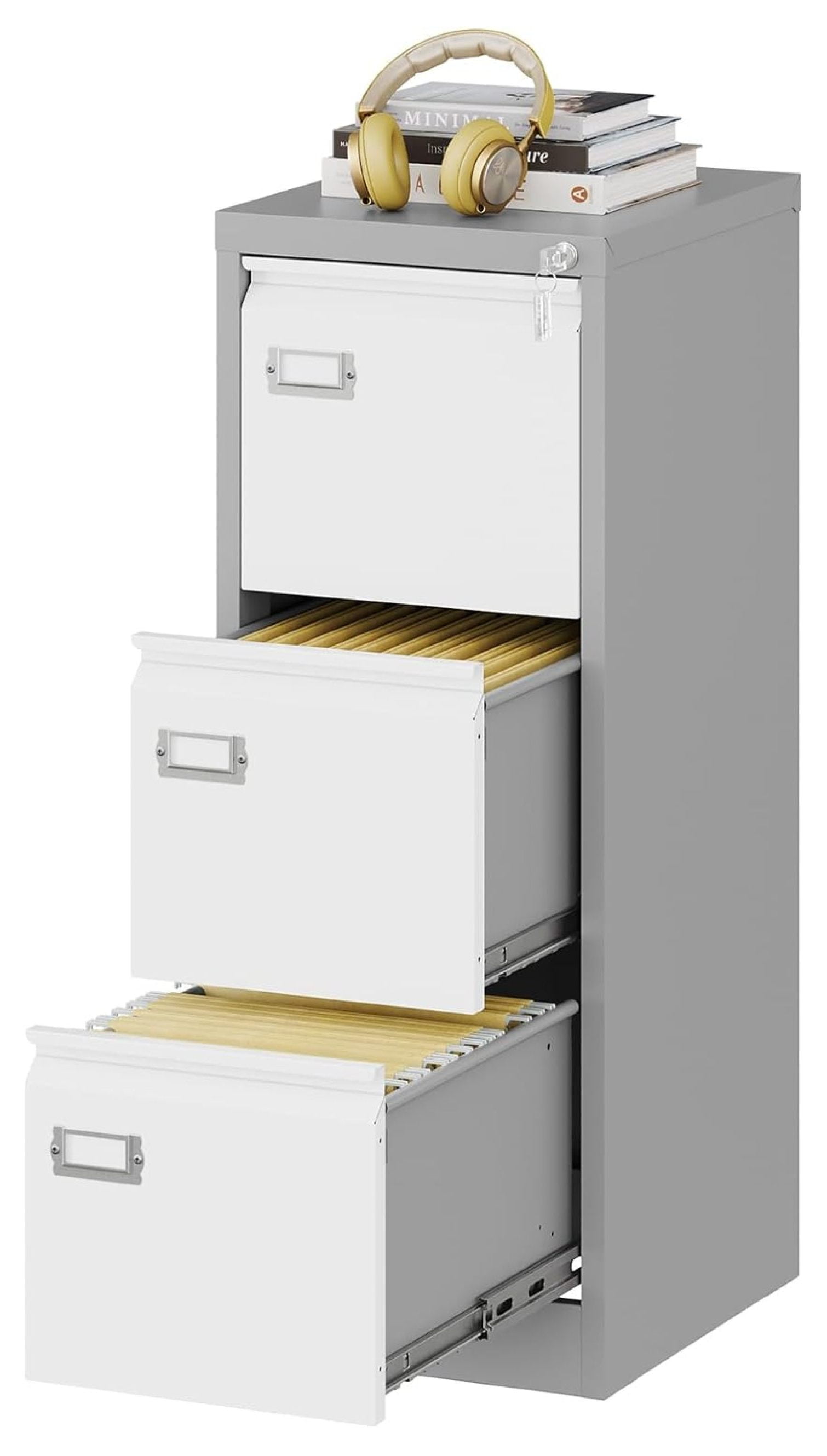 3 Drawers Vertical File Cabinets - 17.8" Deep Lockable Filing Cabinet ...