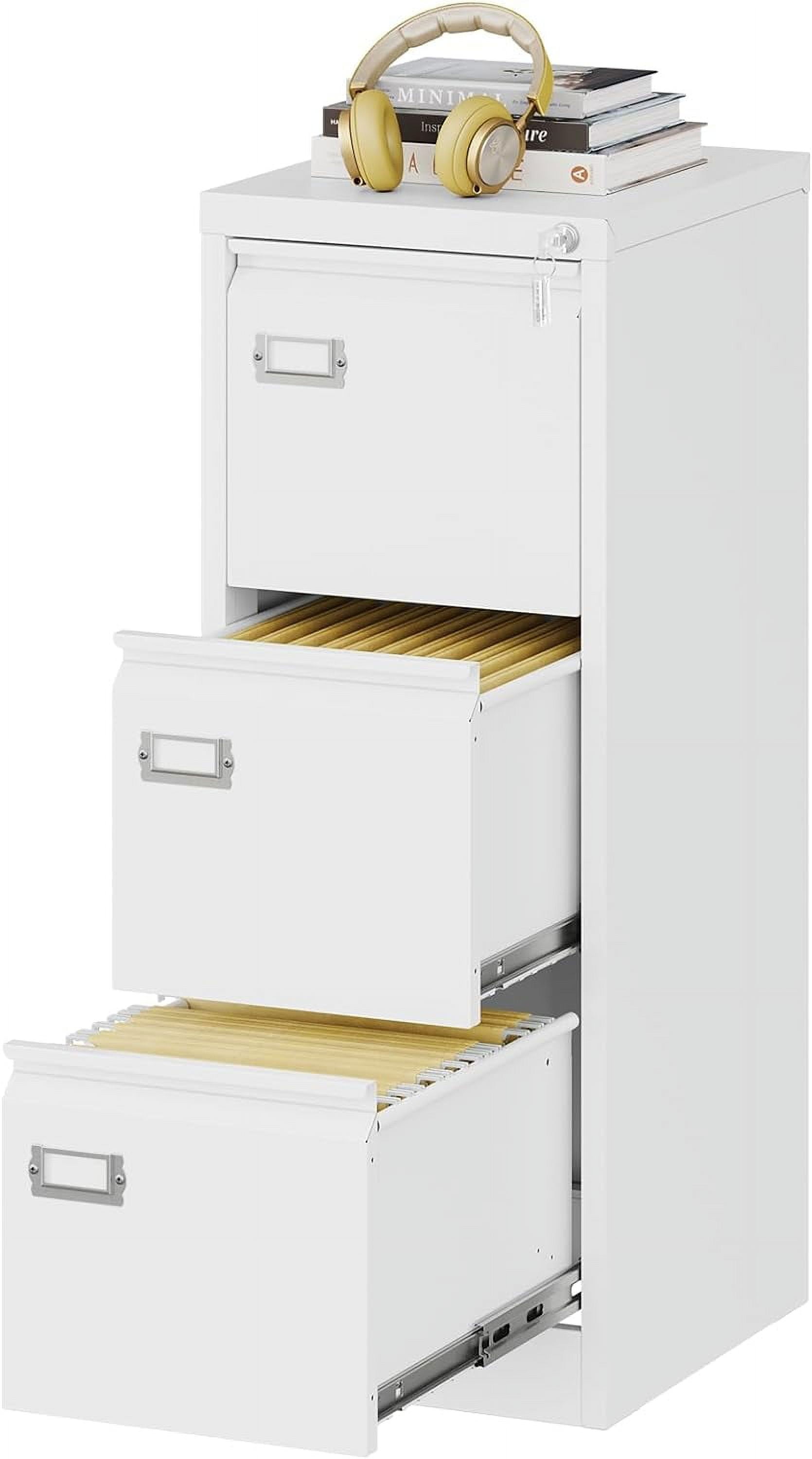 3 Drawers Vertical File Cabinets - 17.8" Deep Lockable Filing Cabinet ...