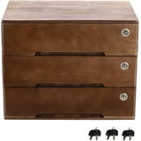 3 Drawers Wood Storage Box Wooden Storage Cabinet Organizer, Tabletop ...