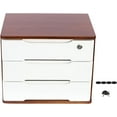 3 Drawers Wooden Desktop Storage Box with Lockable Drawers, Wooden ...