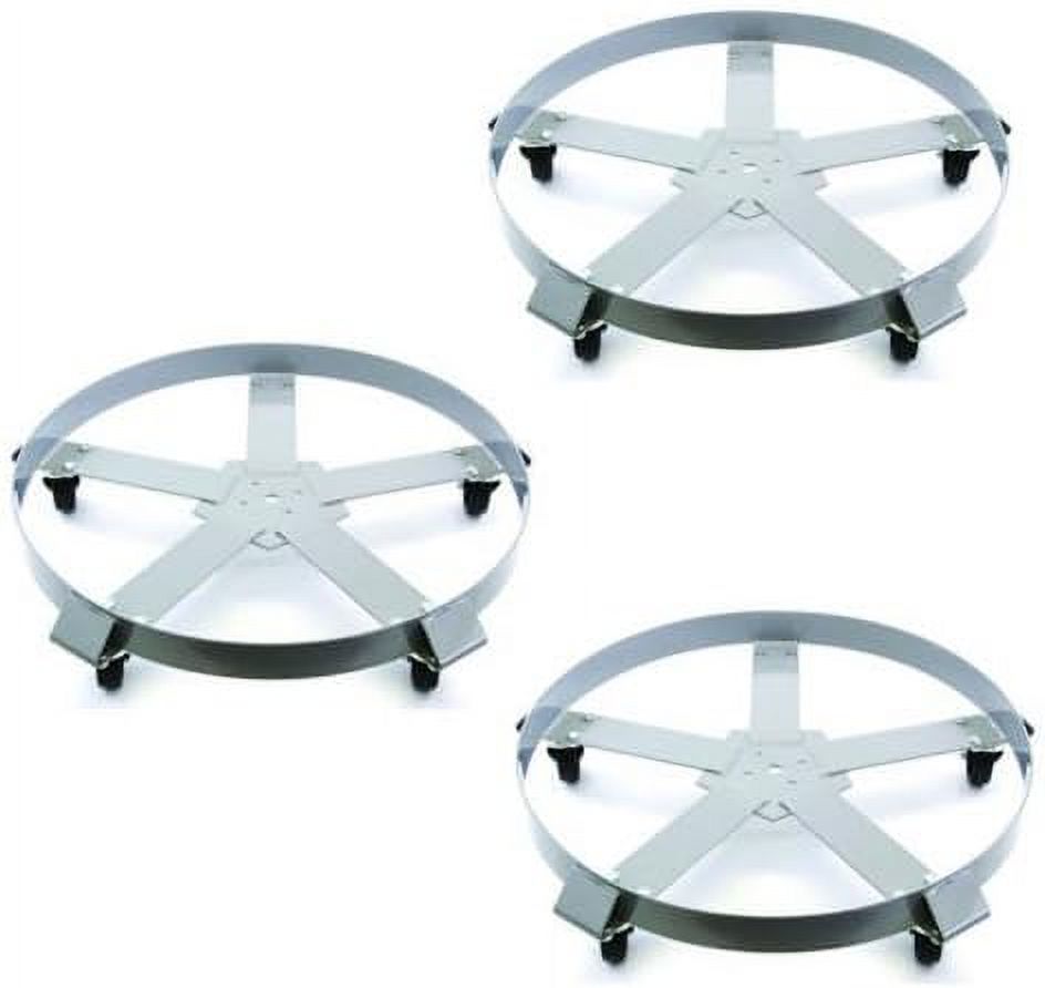 3 Drum Dolly 55 Gal 5 Wheel Swivel Casters Heavy Steel Frame Easy Roll ...