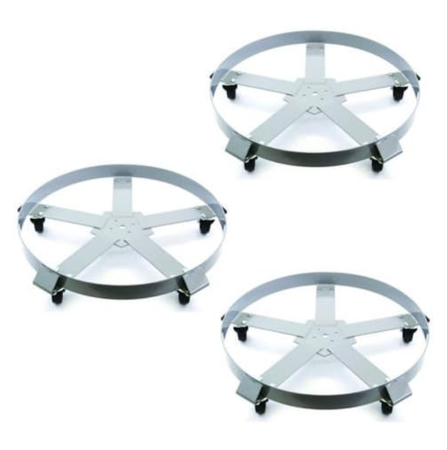 3 Drum Dolly 55 Gal 5 Wheel Swivel Casters Heavy Steel Frame Easy Roll ...