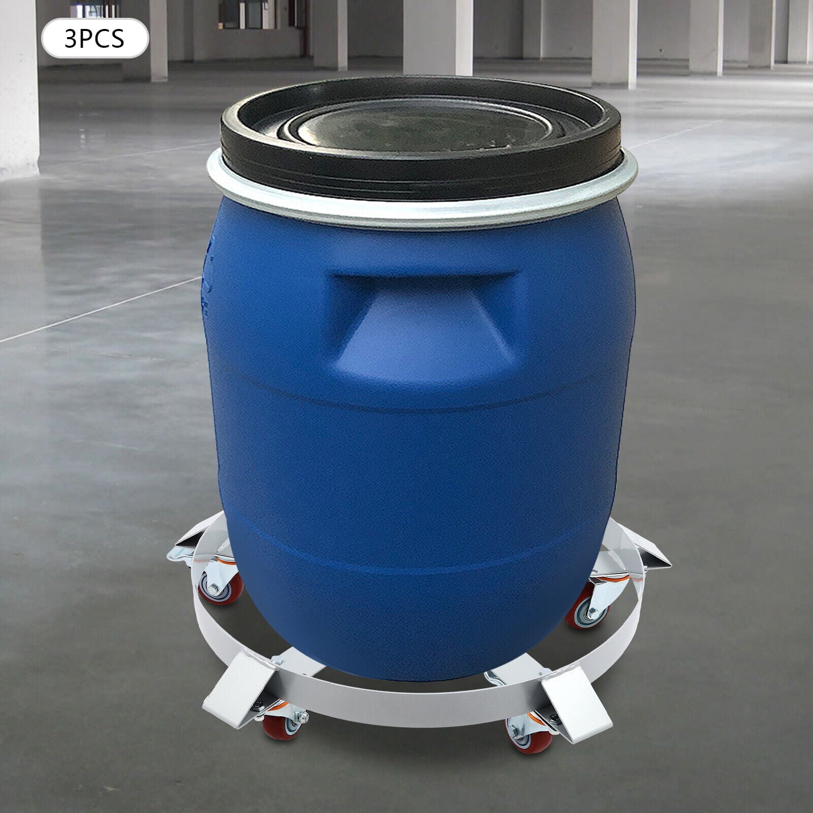 3* Drum Dolly Stands Q235 Steel 55 Gallon Drum Dolly, Gray Barrel Round Dolly Carts, 3 Pieces ...