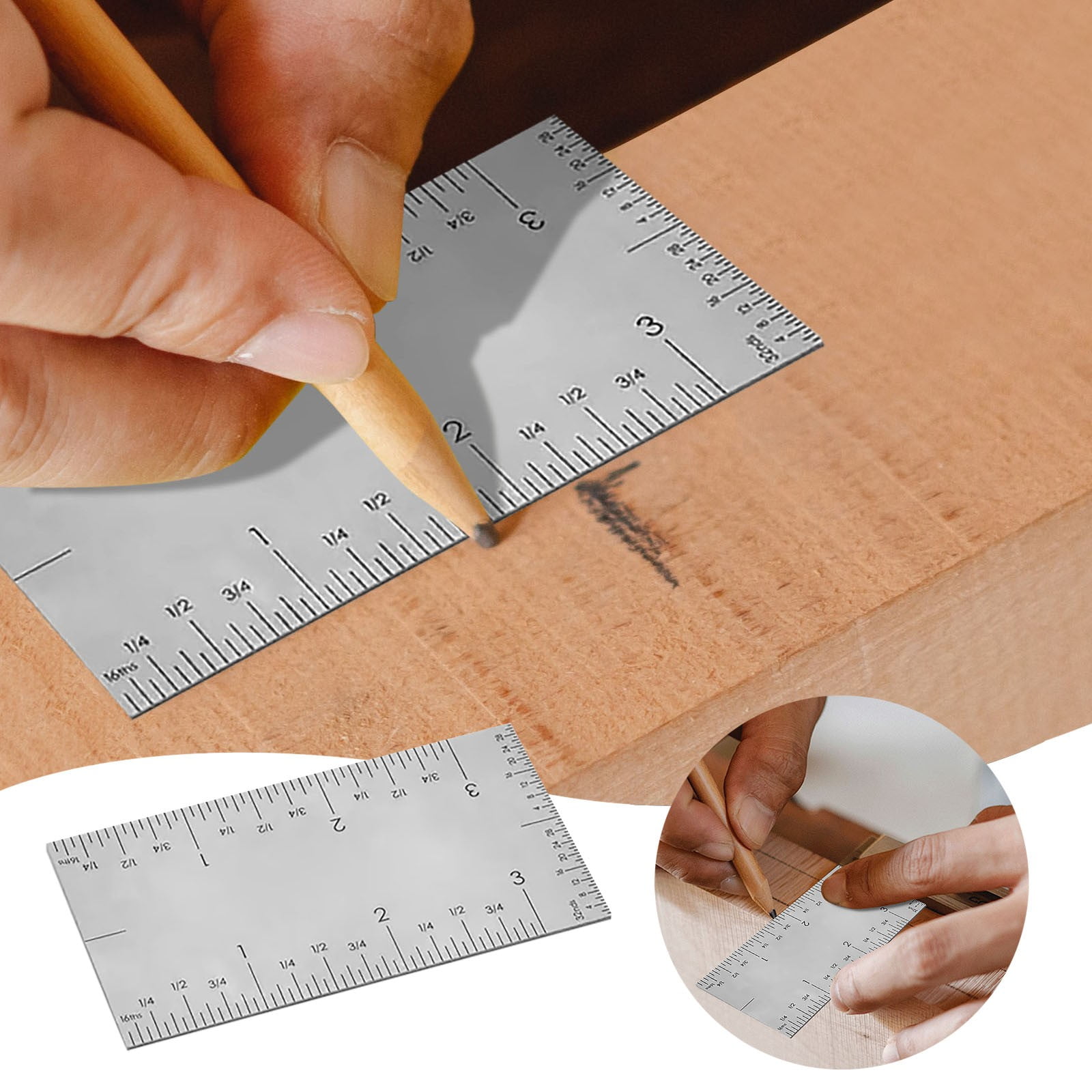 3'' Durable Stainless Square Edged Precision Ruler Versatile Finish ...