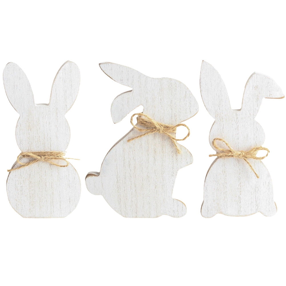3 Easter Bunny Wooden Craft Rabbit Shape Wood Cutouts for Painting ...