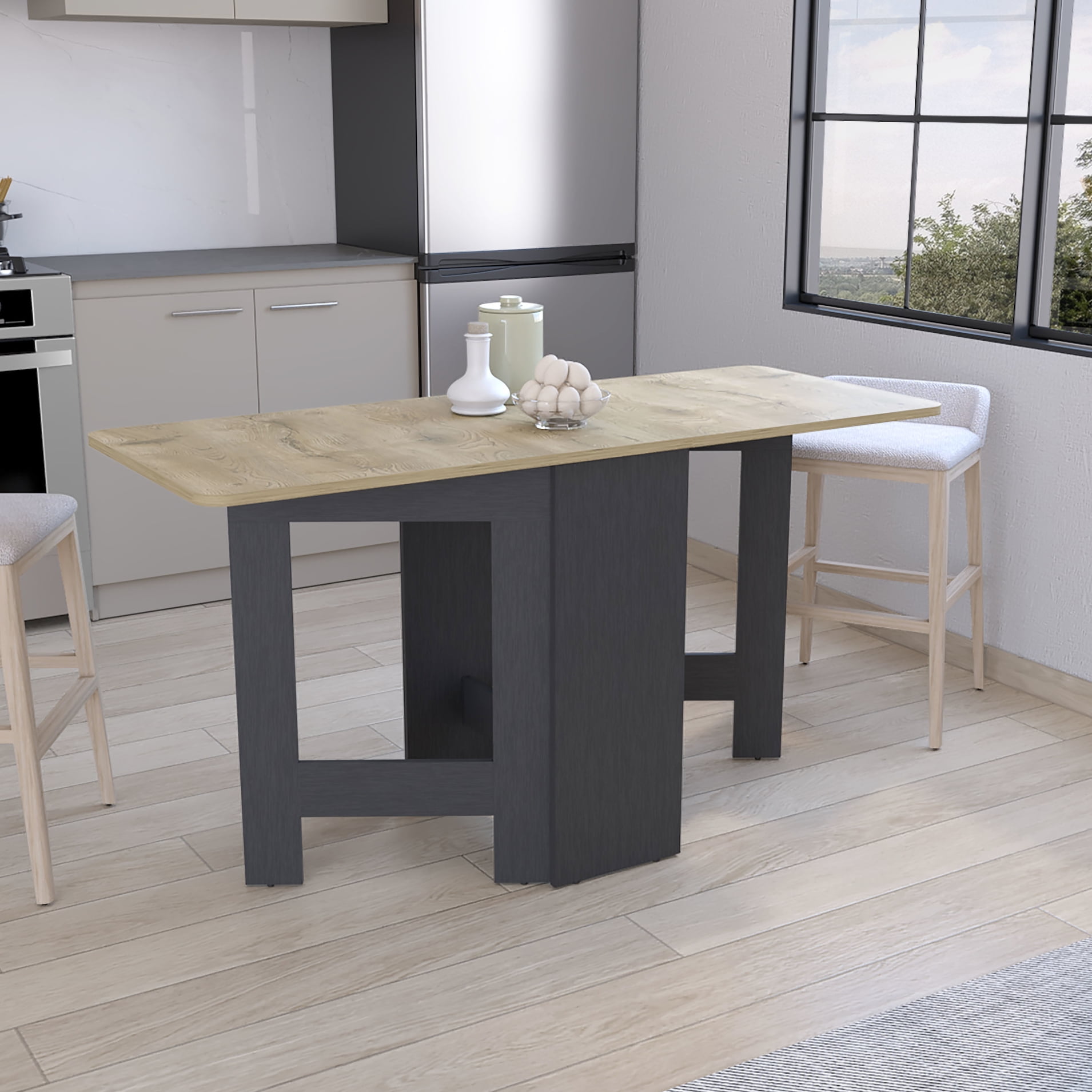 3 Expandable Folding Table - Black Version. 58.7"w X 23.6"d 30.9"h ...
