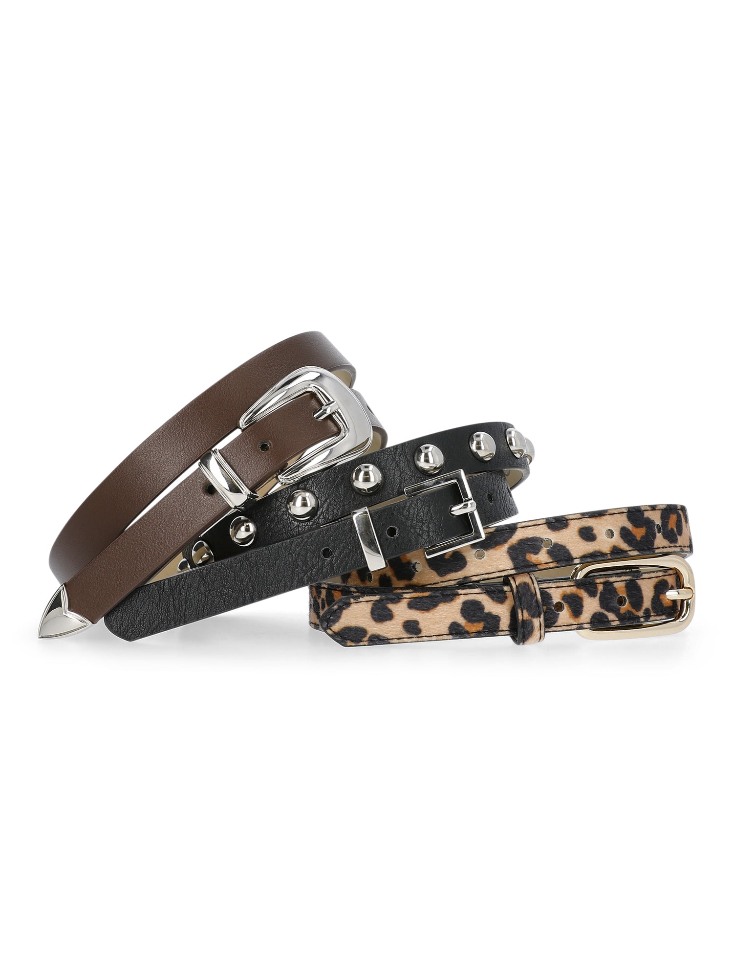 No Boundaries Faux Leather Belts, 3 Pack, Women's S/M-2XL - Walmart.com