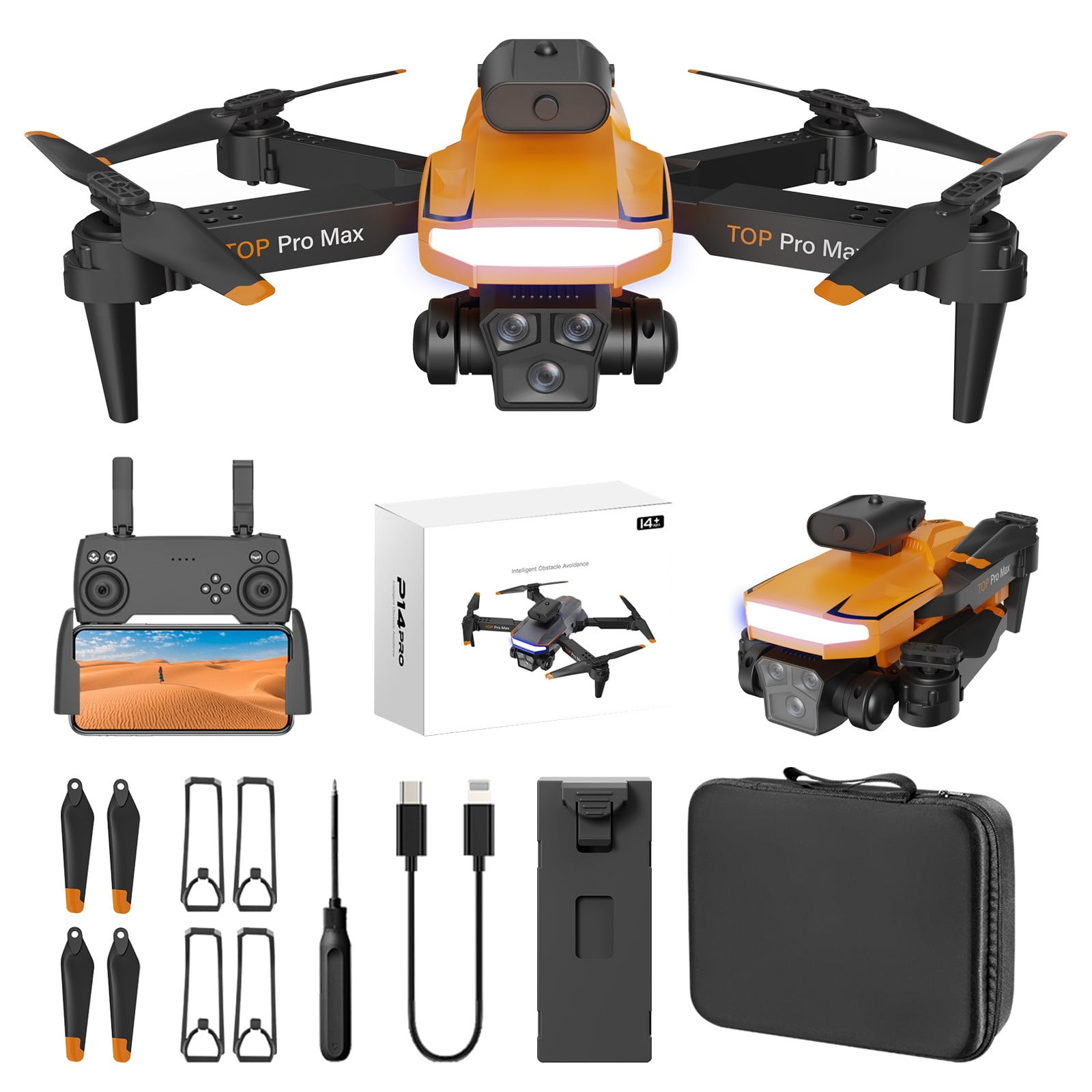 3. FPV Drone with 3 Cameras for Adults, Brushless Motor, Headless Mode ...
