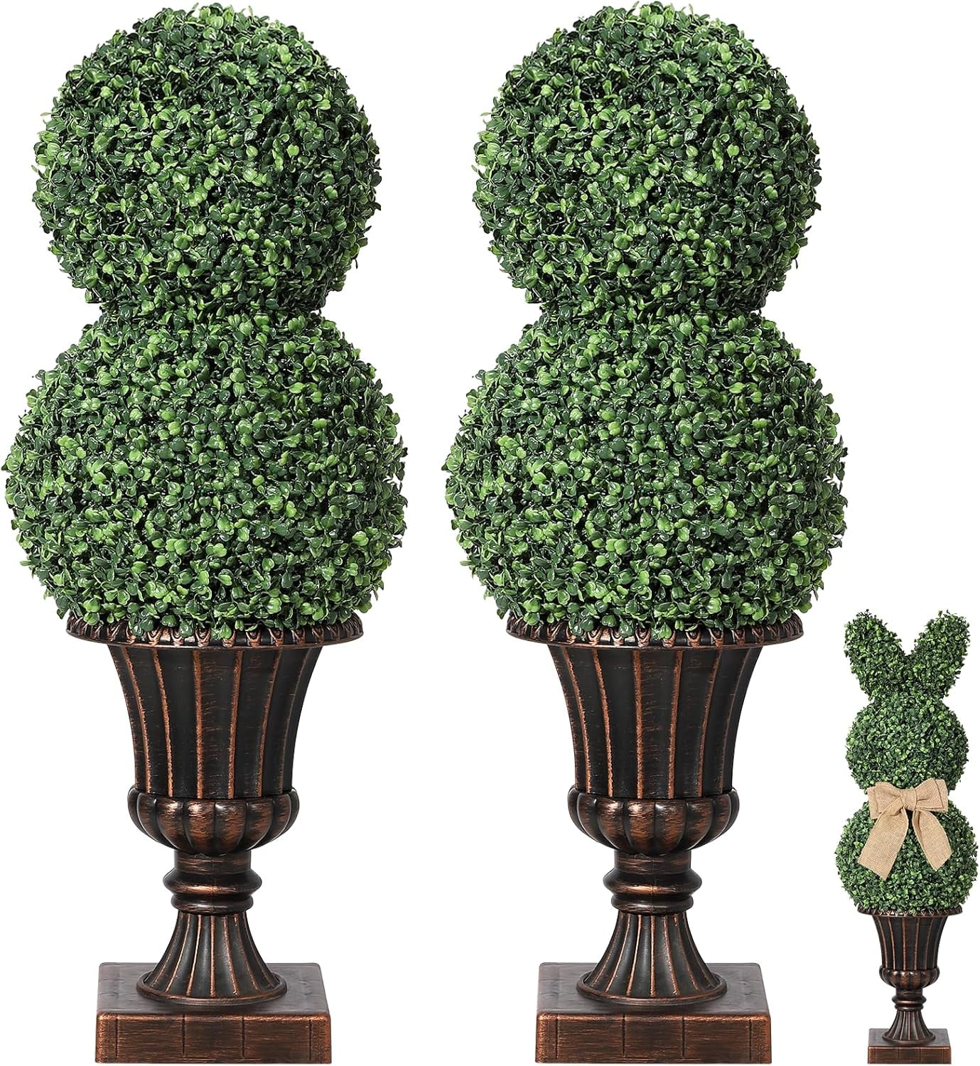 3 FT(38") Artificial Boxwood Topiary Tree Double Ball/Sphere Faux Tall ...