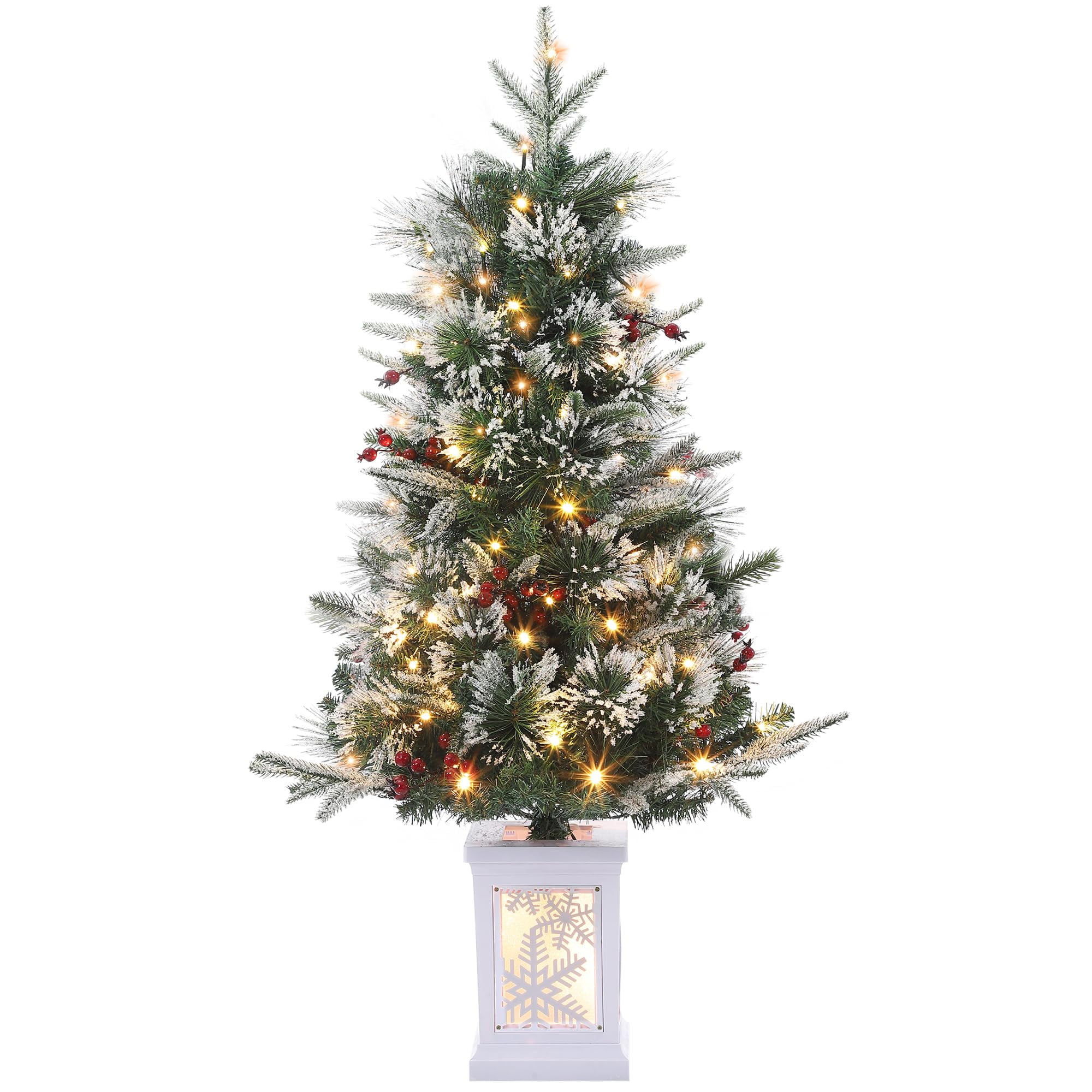 3 FT Christmas Tree, Pre-Lit Christmas Tree with 78 LED Lights, Battery-Powered，Artificial ...