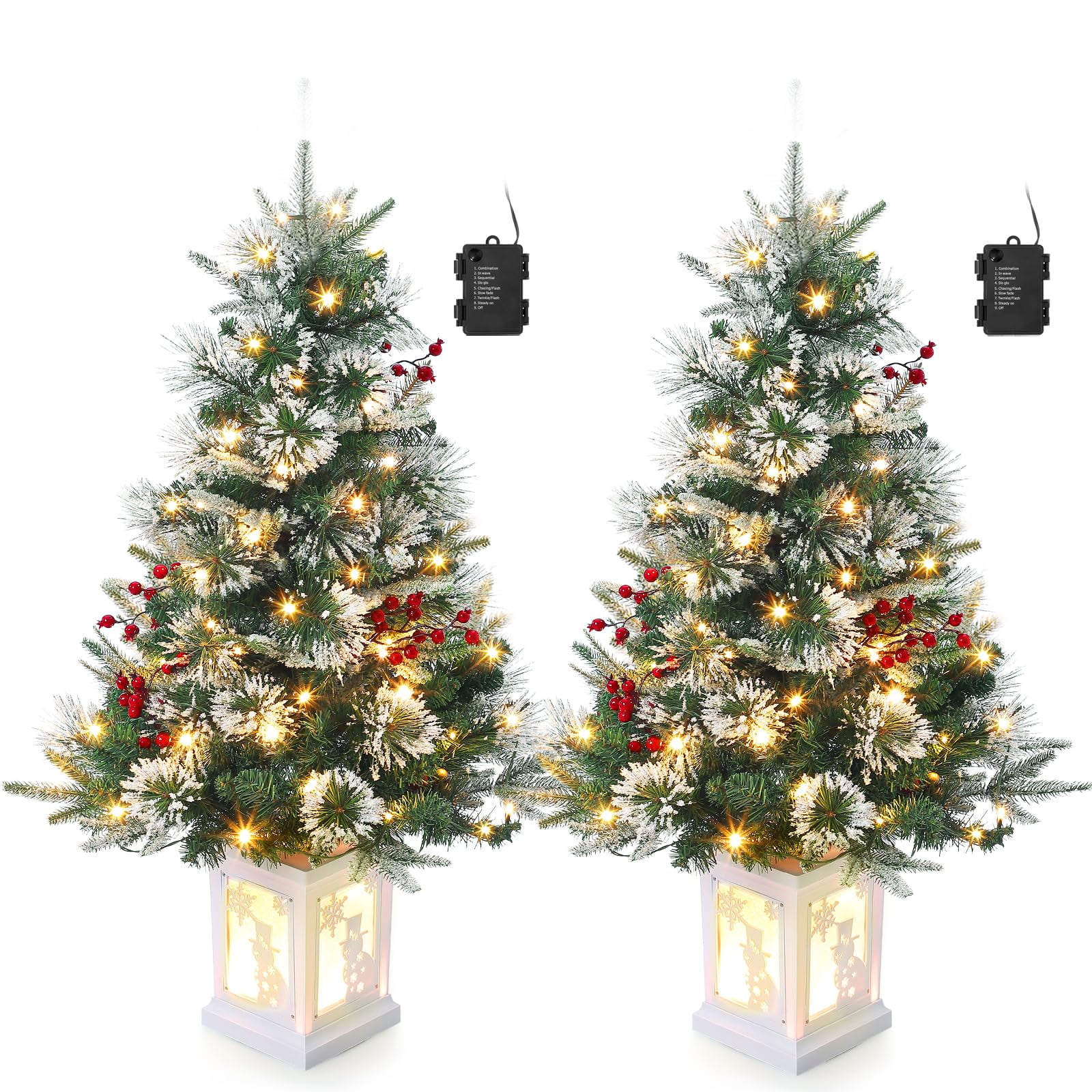 3 FT Pre-Lit Christmas Tree with 78 LED Lights, Artificial Christmas ...