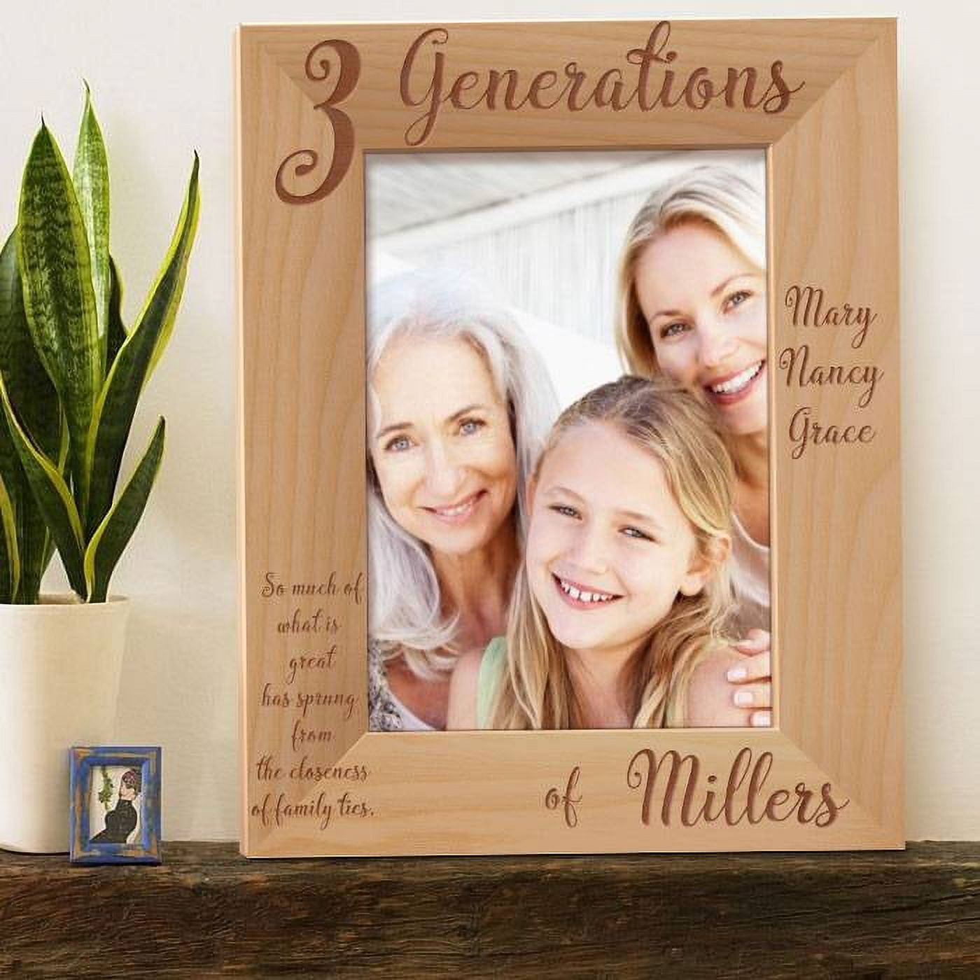 3 Family Generations Personalized Picture Frame 5" x 7" Brown (Vertical ...