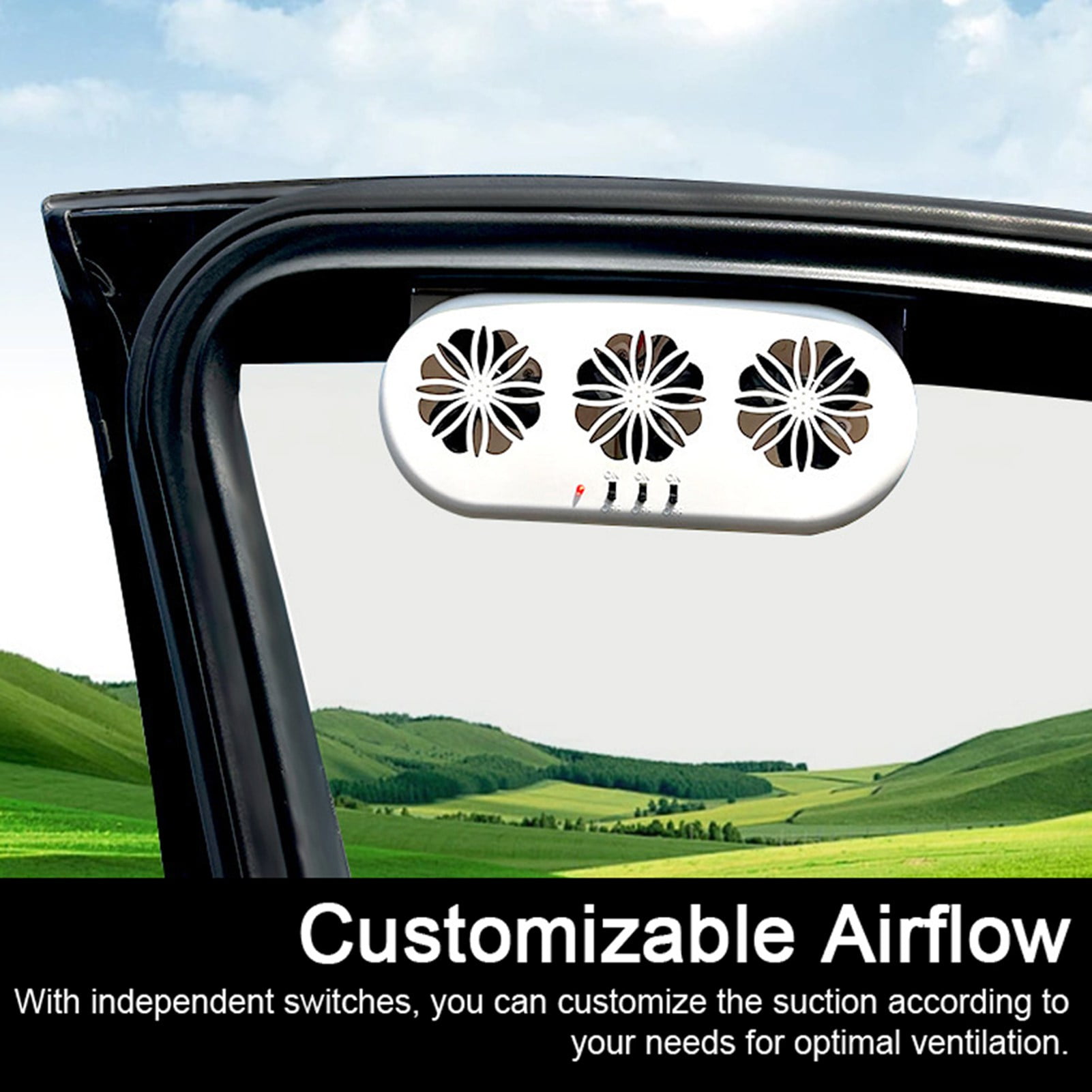 3-Fan Car Exhaust Fan USB Air Circulation Fan Ventilator Silent Air ...
