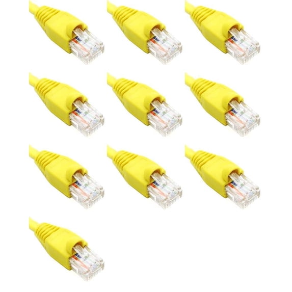 3 Feet Cat6 Ethernet Network Patch Cables Yellow RJ45 m/m (10 Pack ...