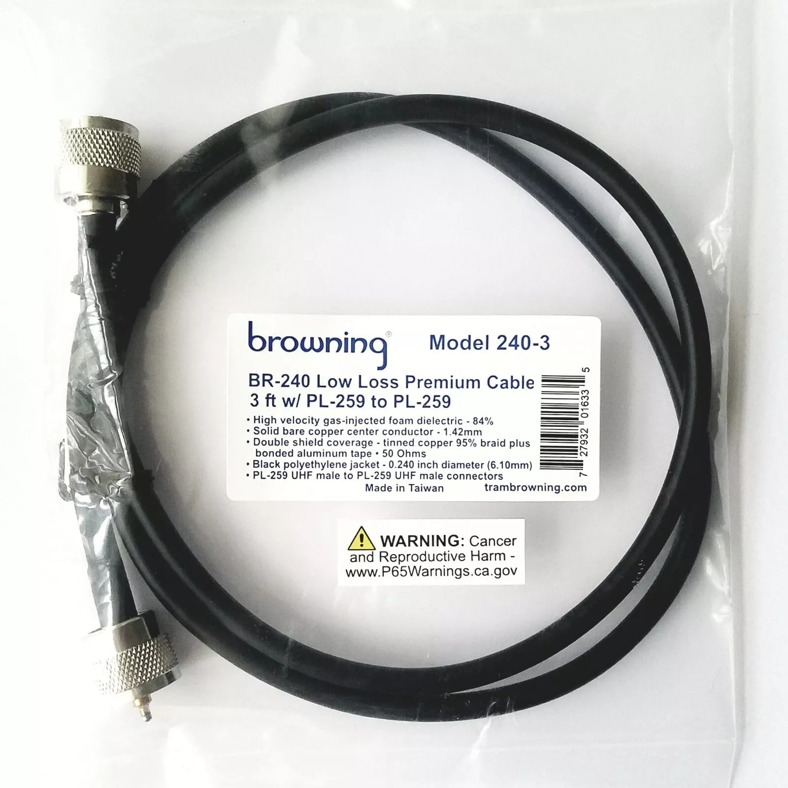 3' Feet Coaxial Cable Jumper Assembly LMR240 With UHF Male PL259 ...