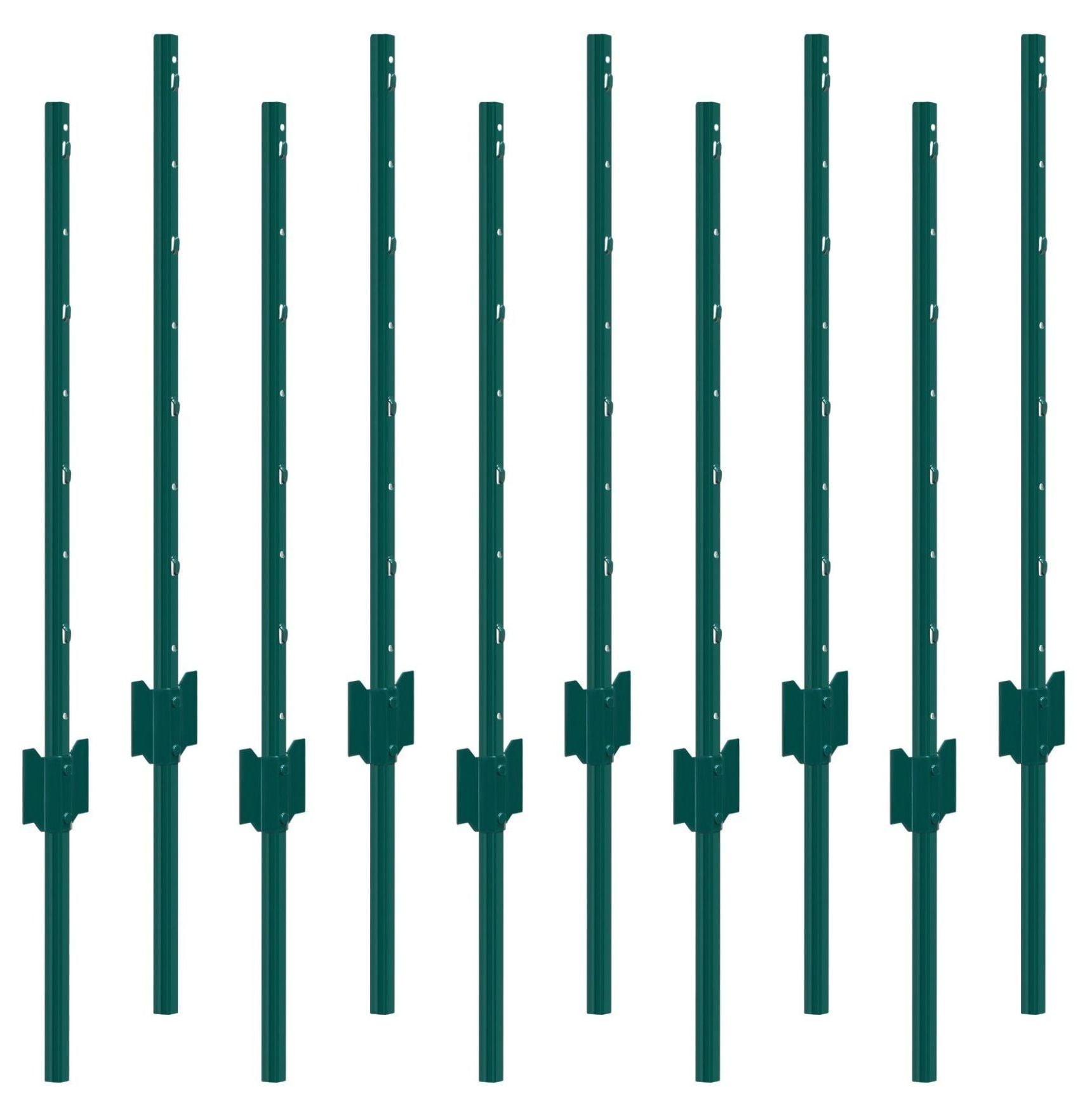 3 Feet Fence Post 10 Pack T-Post Heavy Duty Metal Fence Posts Green 3 ...