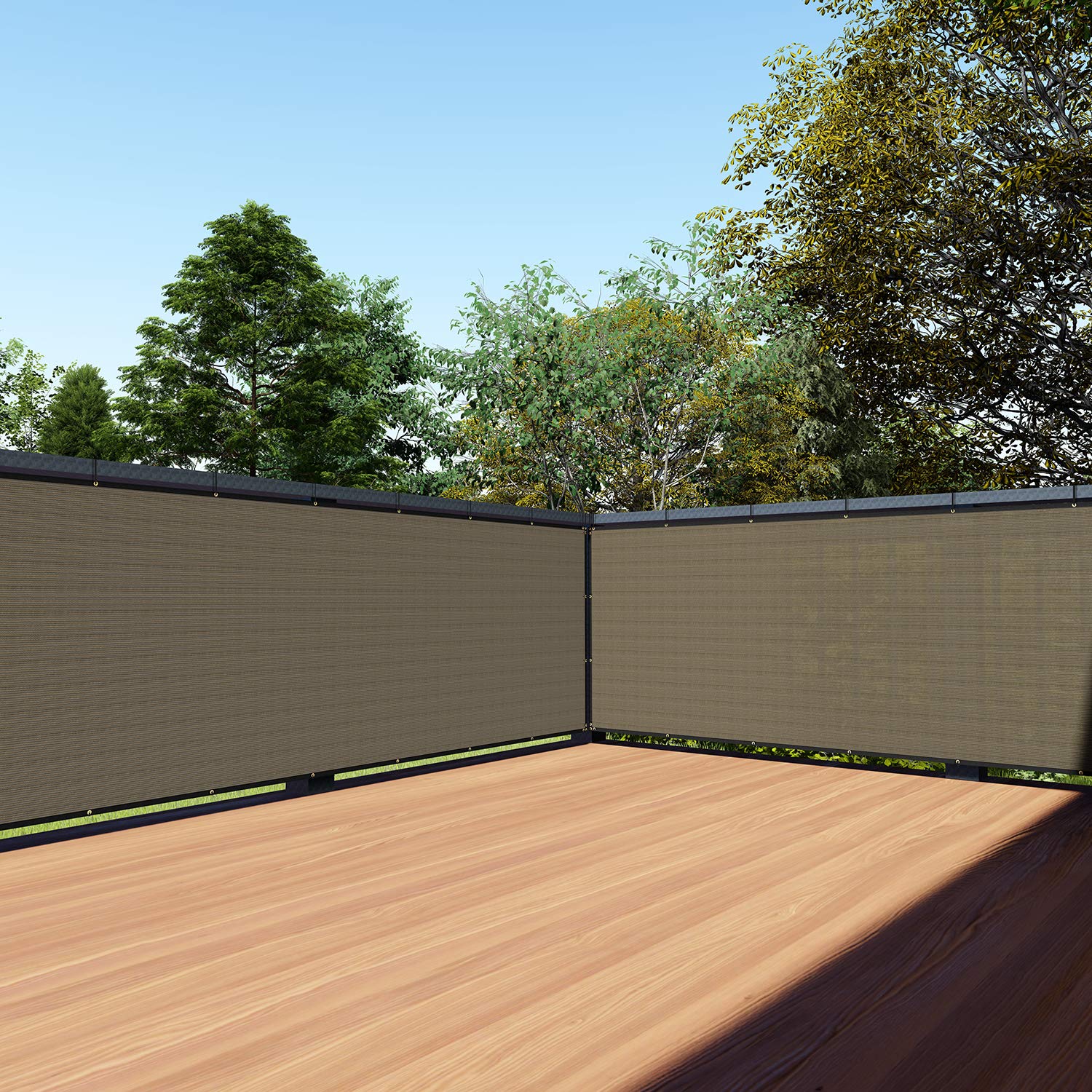 3 Feet x 54 Feet Brown Outdoor Privacy Screen Fence 200GSM HDPE Deck ...