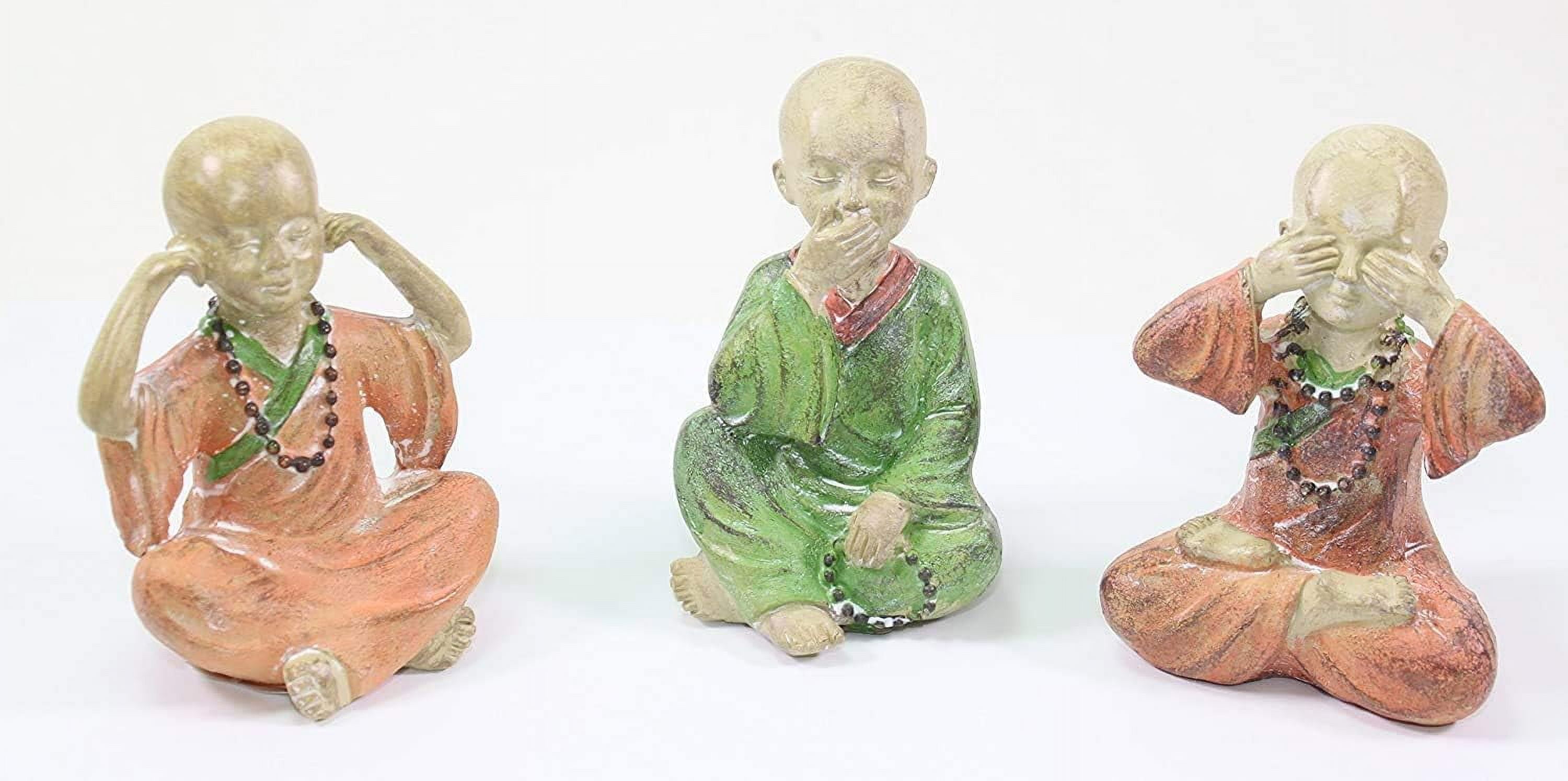 3 Feng Shui Hear See Speak No Evil Bonze Happy Face Buddha Monks ...