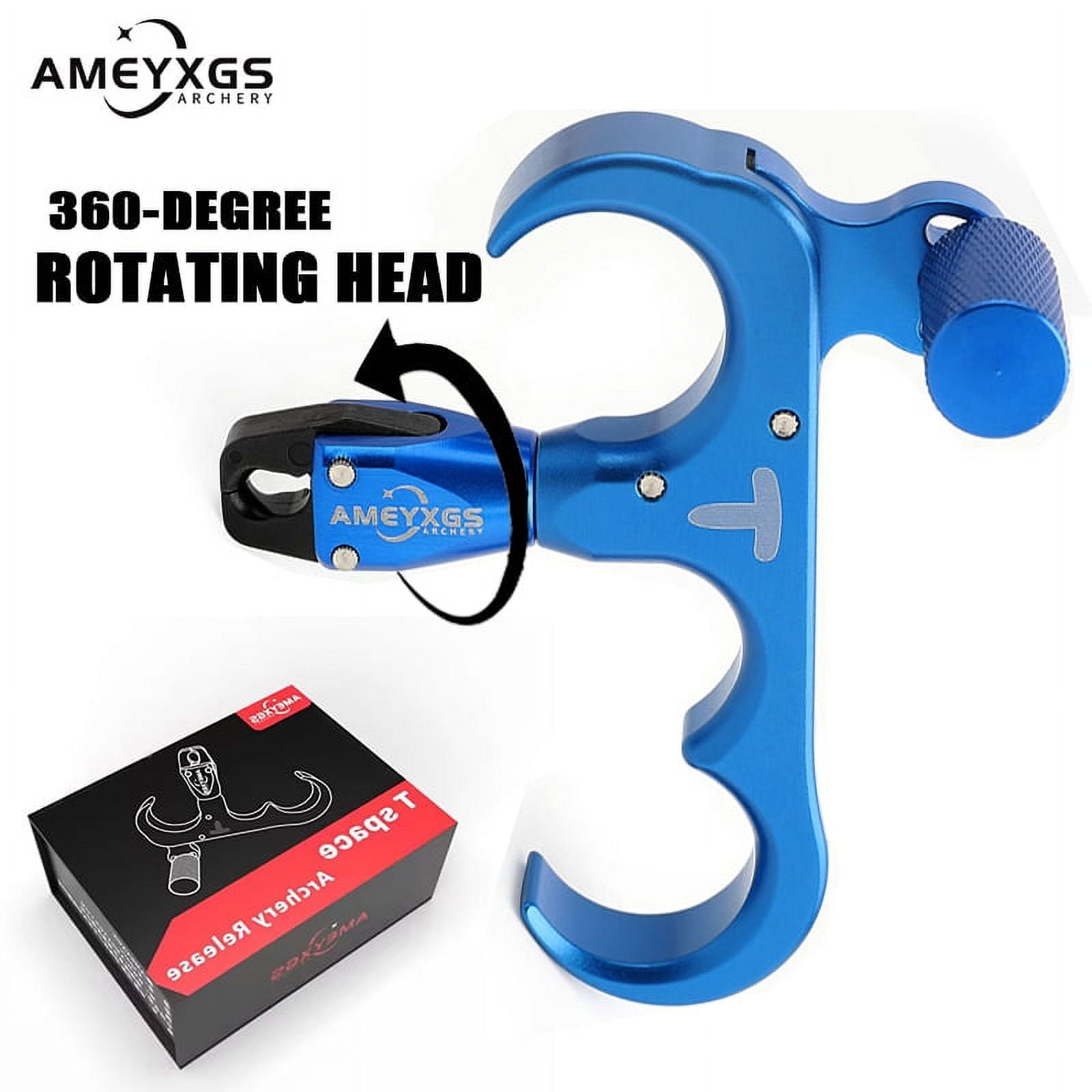 3 Finger Archery Compound Bow Release Aid 360° Rotable Aluminum Alloy ...