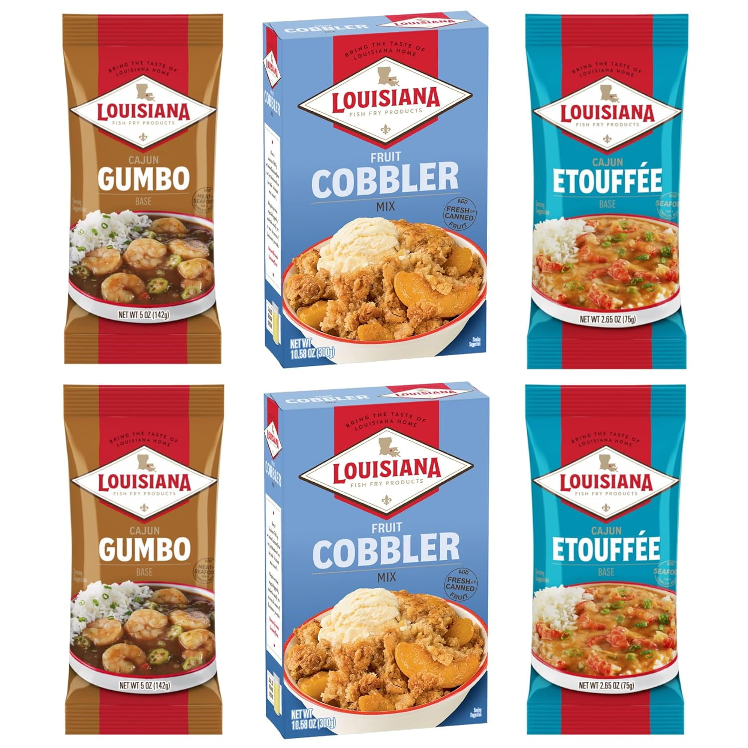3 Flavor - 6 Pack Variety Bundle: (2) Lousiana Cajun Etouffee Base, (2 ...