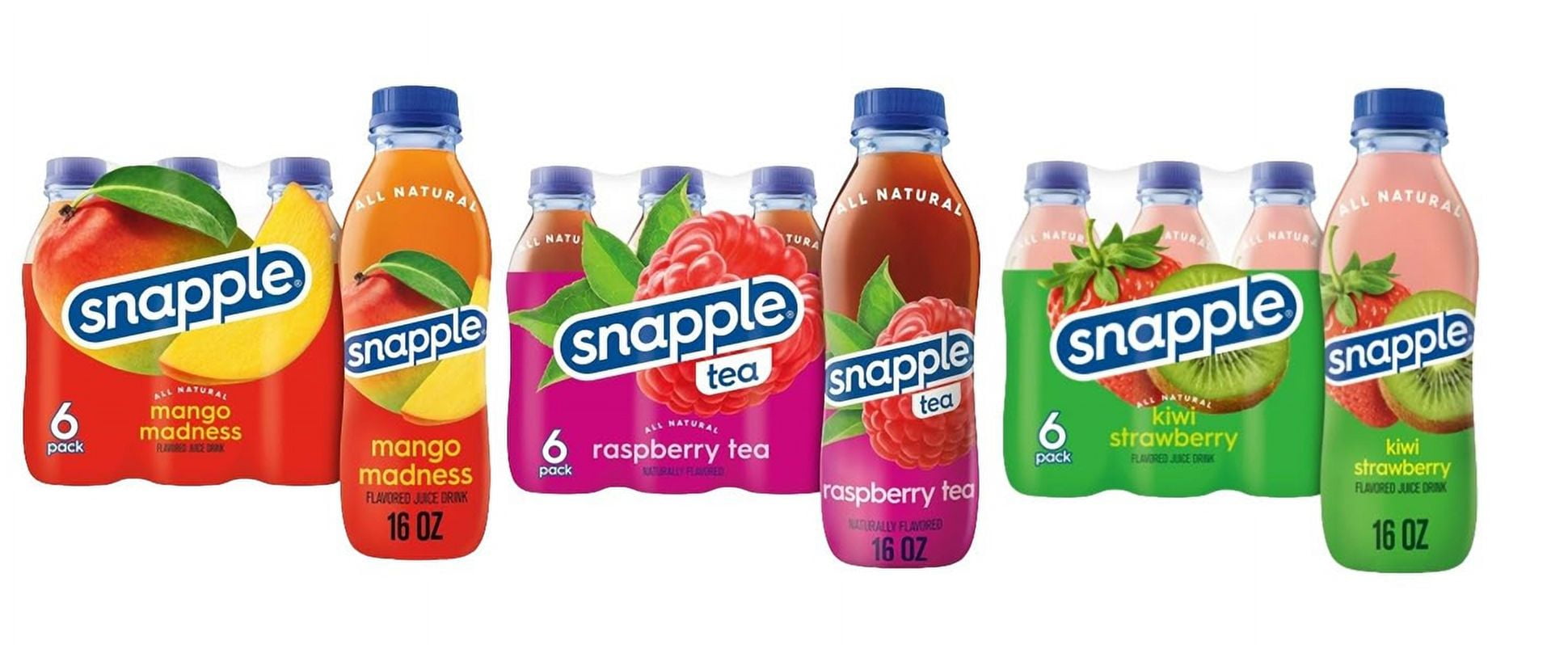 3 Flavored Snapple Juice Drinks, Assortments of 6 Mango Madness, 6 ...