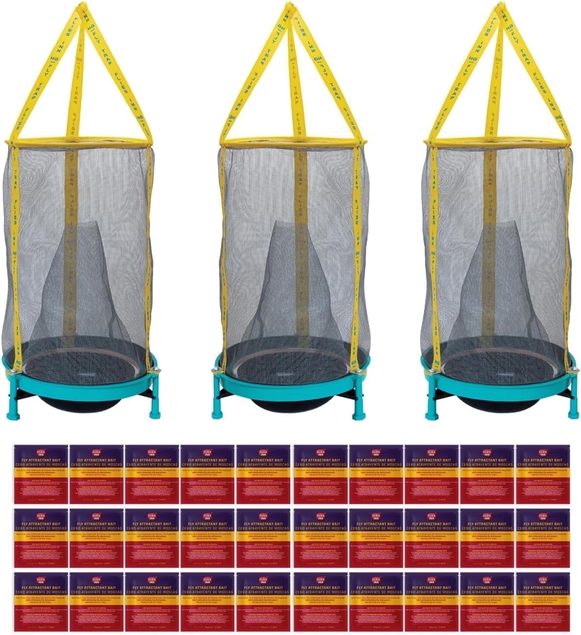 3 Flies Inn EZ Cage Ranch Fly Trap with 36 Baits, Reusable, Low Odor ...