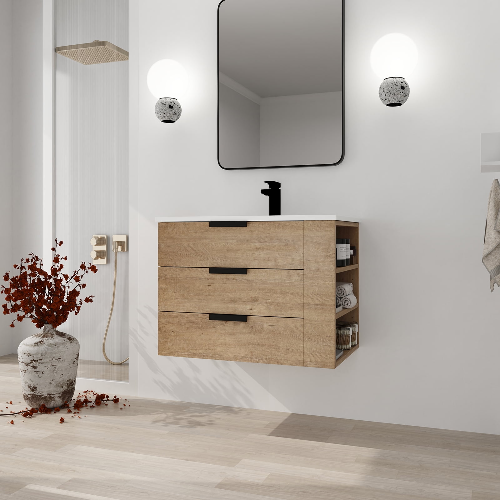 3 Floors Floating Bathroom Vanity With Sink 30" Bathroom Sink Vanity ...