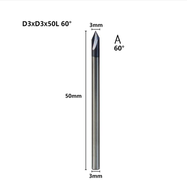 3 Flute Chamfer Milling Cutter 60 Degrees Router Bit Tungsten Carbide ...