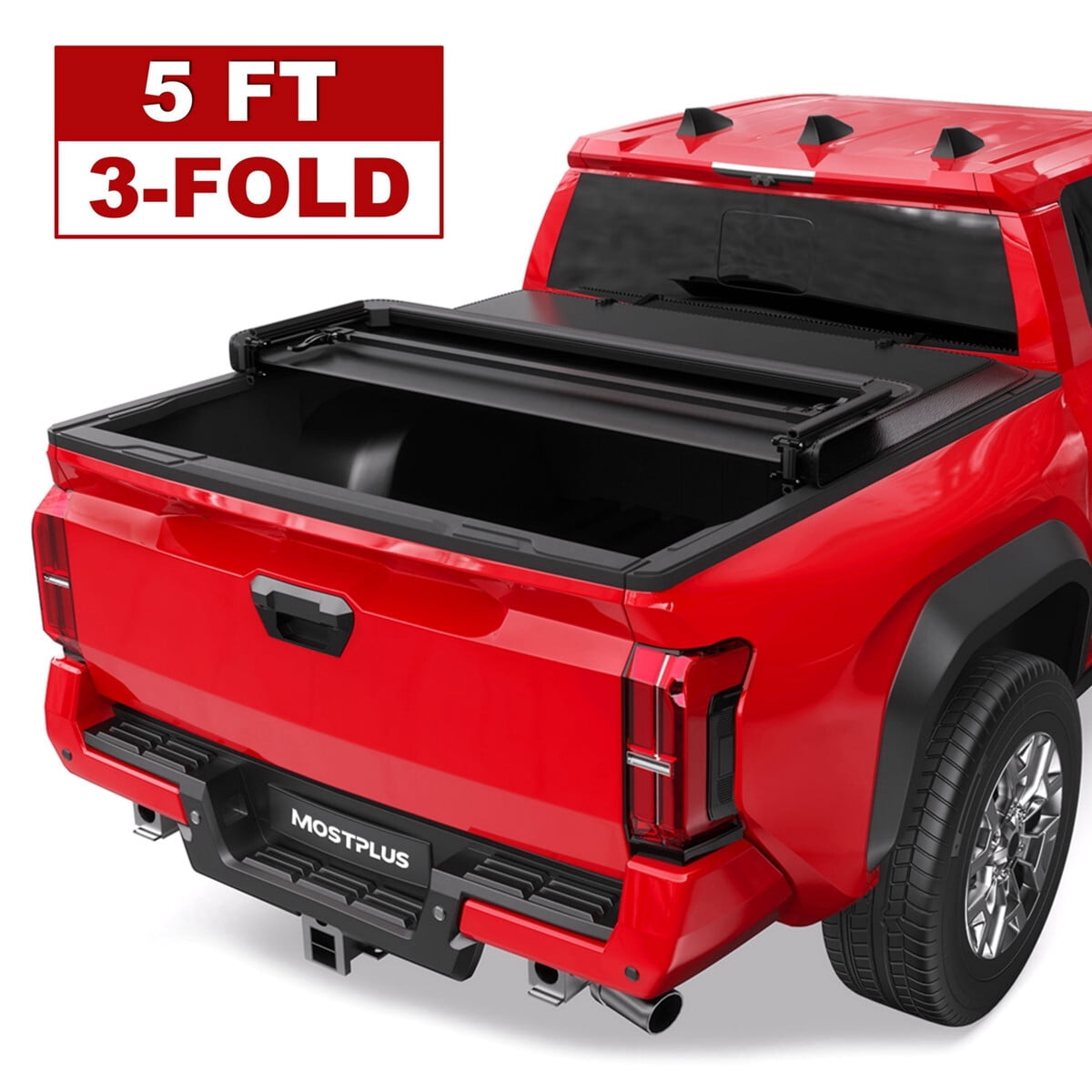 3-Fold 5FT Truck Bed Tonneau Cover w/ LED Lamp For 2024-2026 Toyota ...