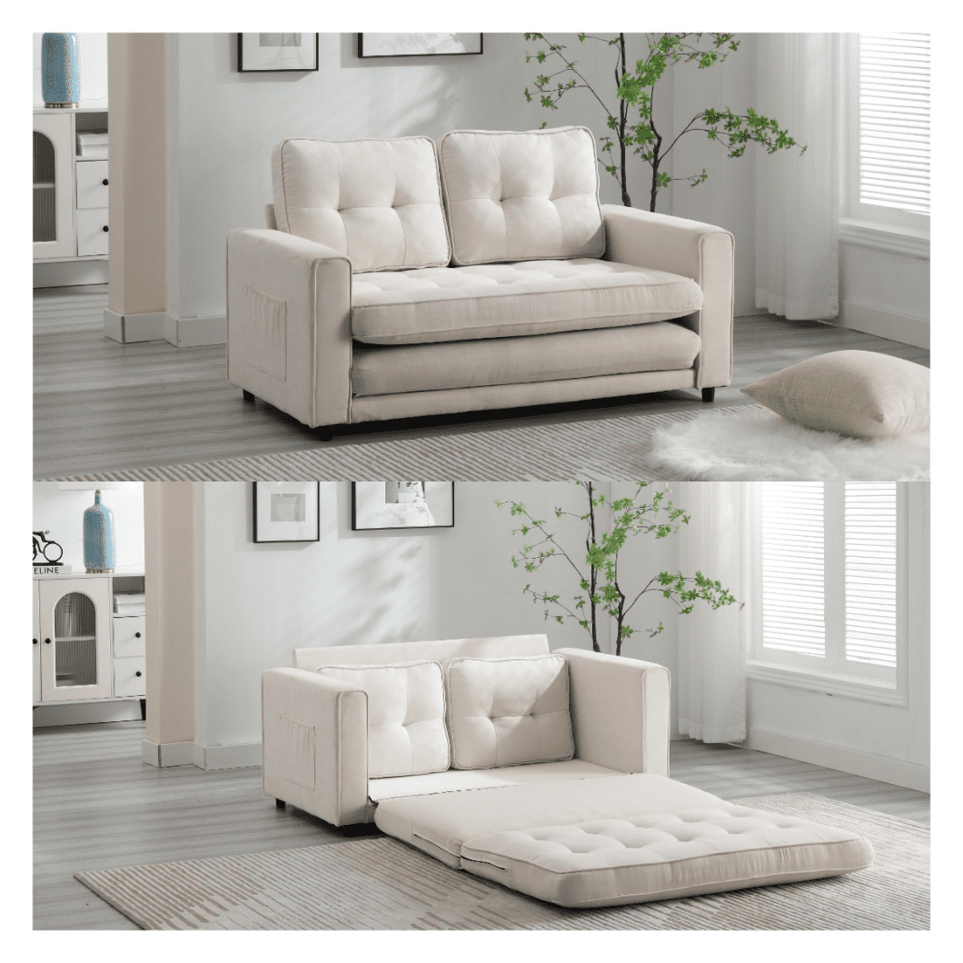 Triple Tree Modern Velvet Convertible Loveseat, Beige - Walmart.com