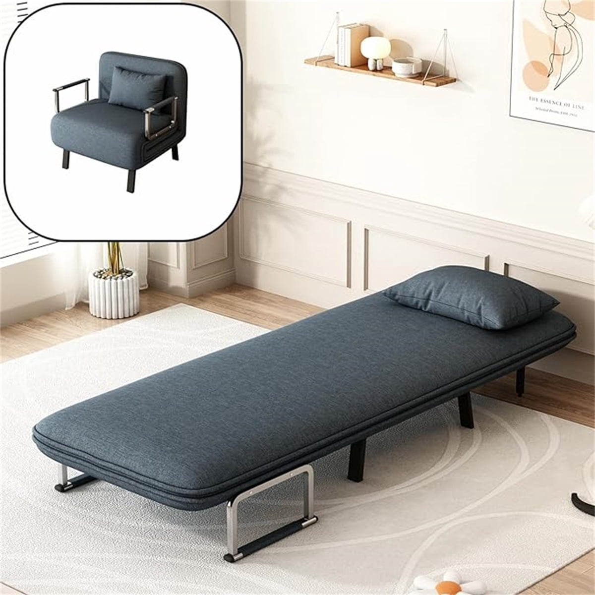 3-Folding Sofa Bed with Adjustable Backrest, 31.5'' Velvet Convertible ...