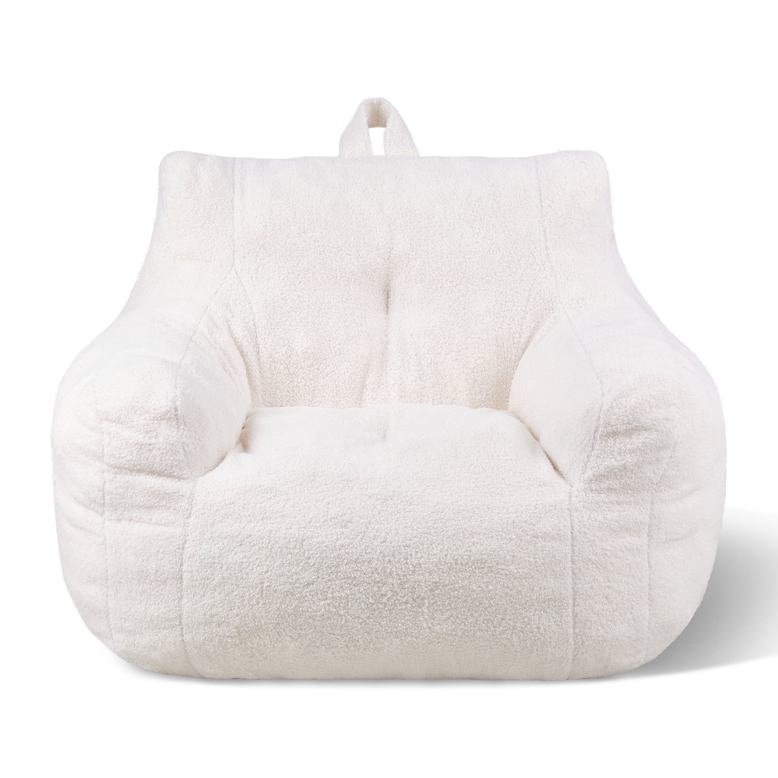 3-Foot Bean Bag Chair White Gaming Sectional with Soft Armrests and ...