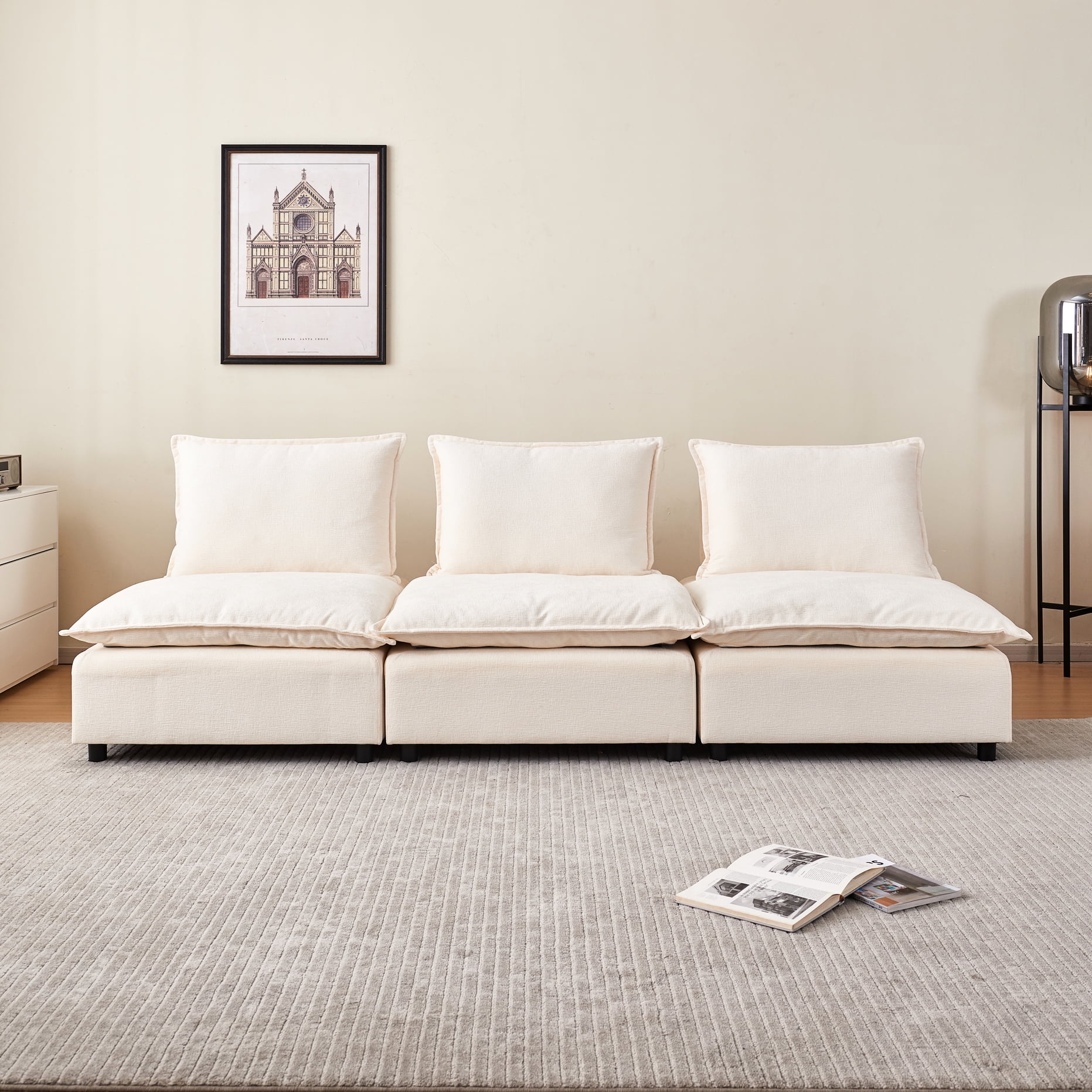 3 For Living Area - Chenille Fabric, Robust Frame, Modular Design, Cozy ...