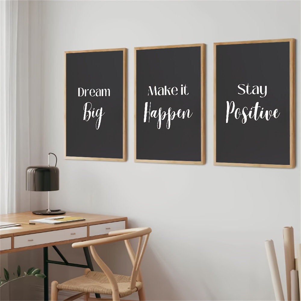 3 Frameless Inspirational Sayings "Dream Big, Realize It, Keep Positive ...