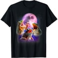 3 Frog Howling At The Moon Funny Frog Lover Toad Amphibian T-Shirt ...