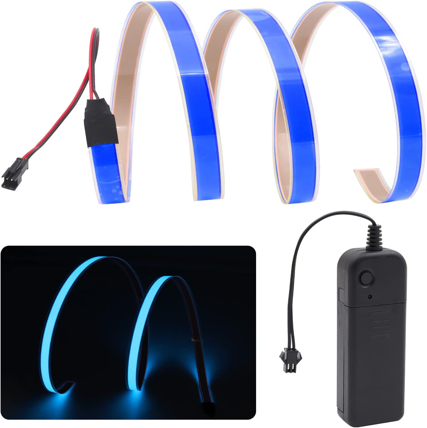 3 Ft/1M EL Wire Light,Neon Glowing Electroluminescent Wire Light Kit ...