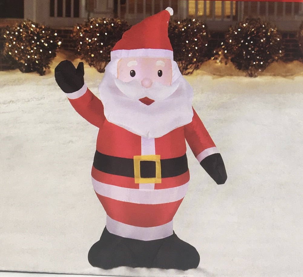 3 Ft 6 In Led Airblown Waving Santa Claus Home Accents Holiday ...