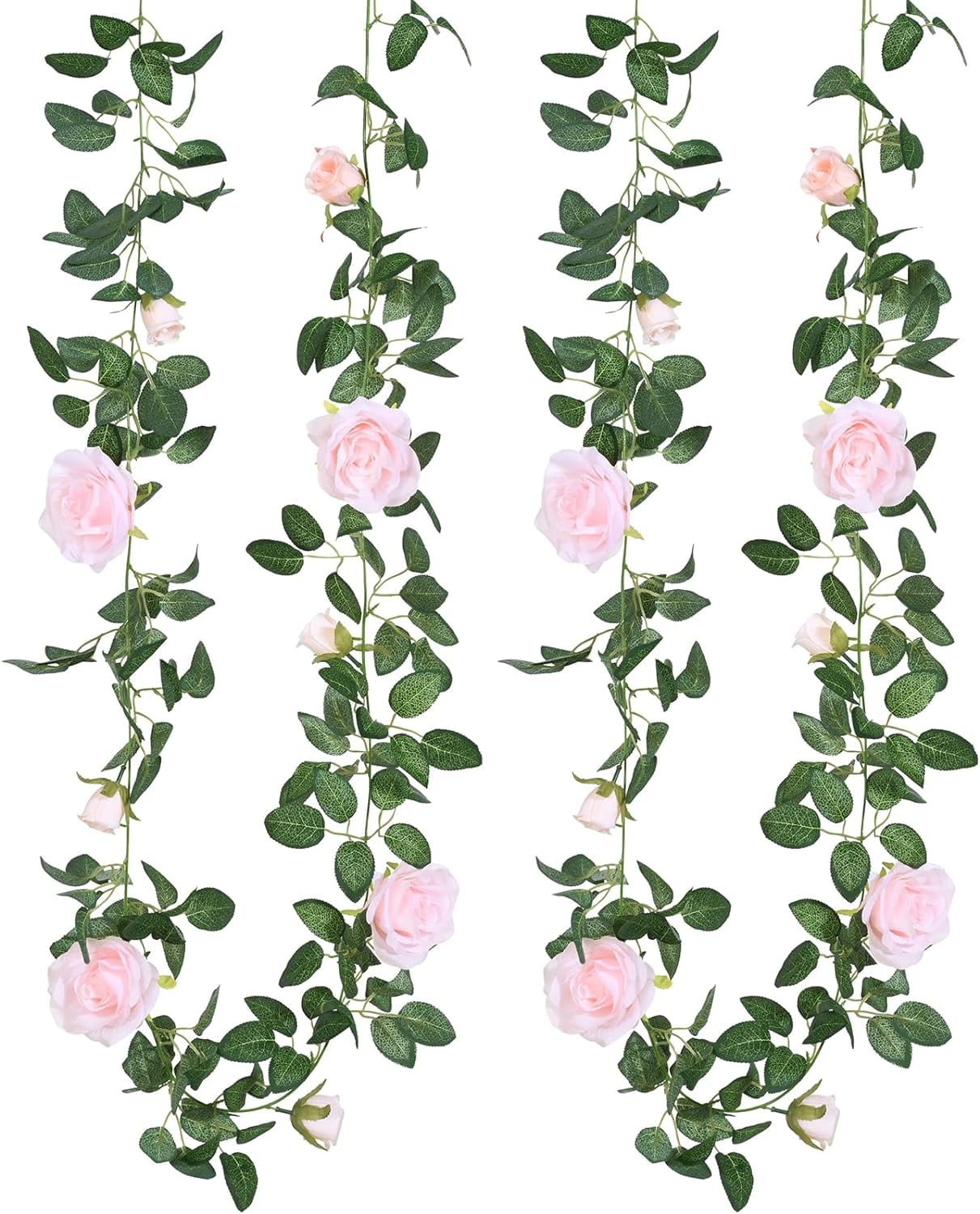 3.Ft Artificial Pink Rose Garland, Fake Rose Vine Floral Garland, Pink ...
