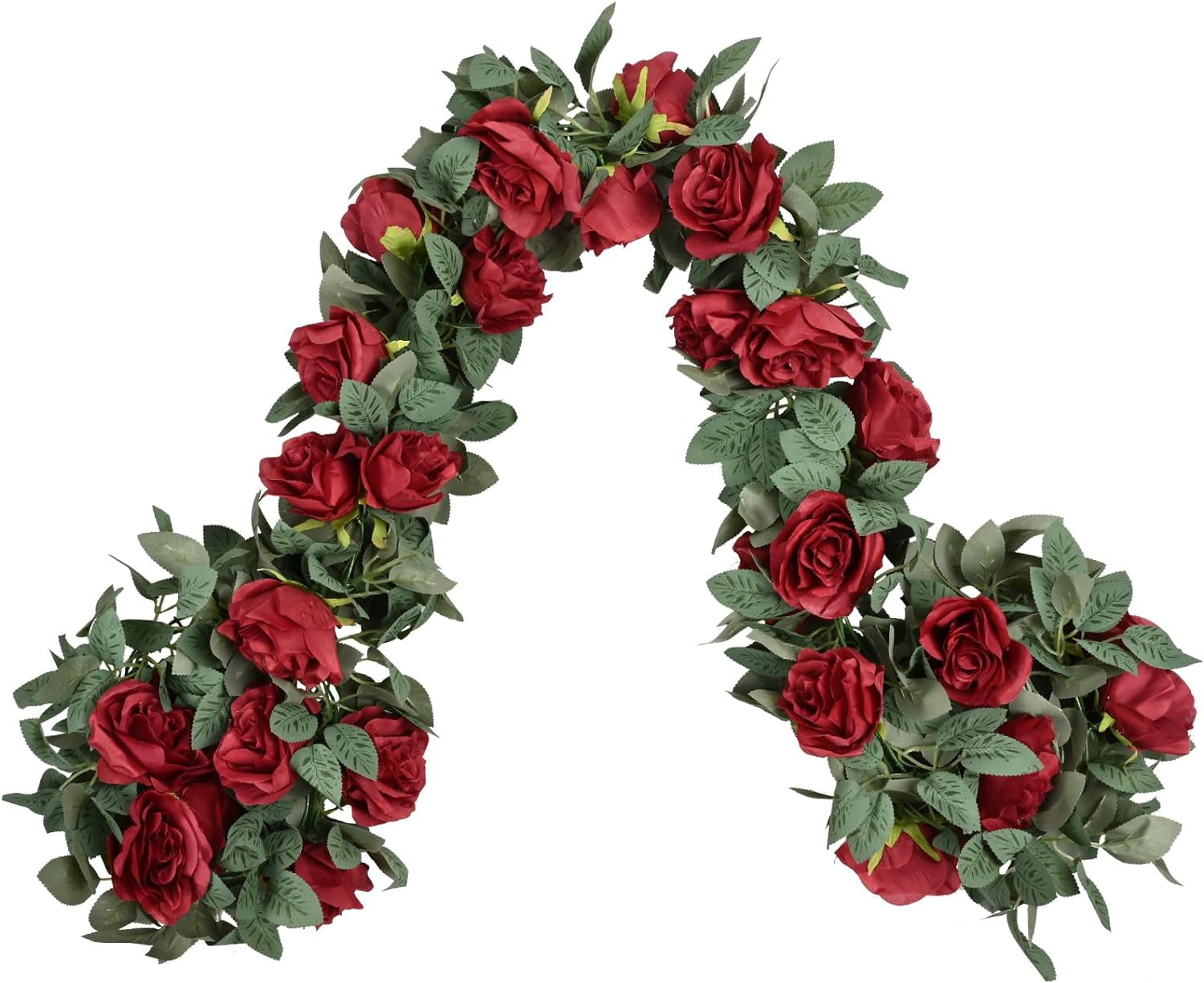 3.Ft Artificial Red Rose Garland, Fake Rose Vine Floral Garland, Red ...