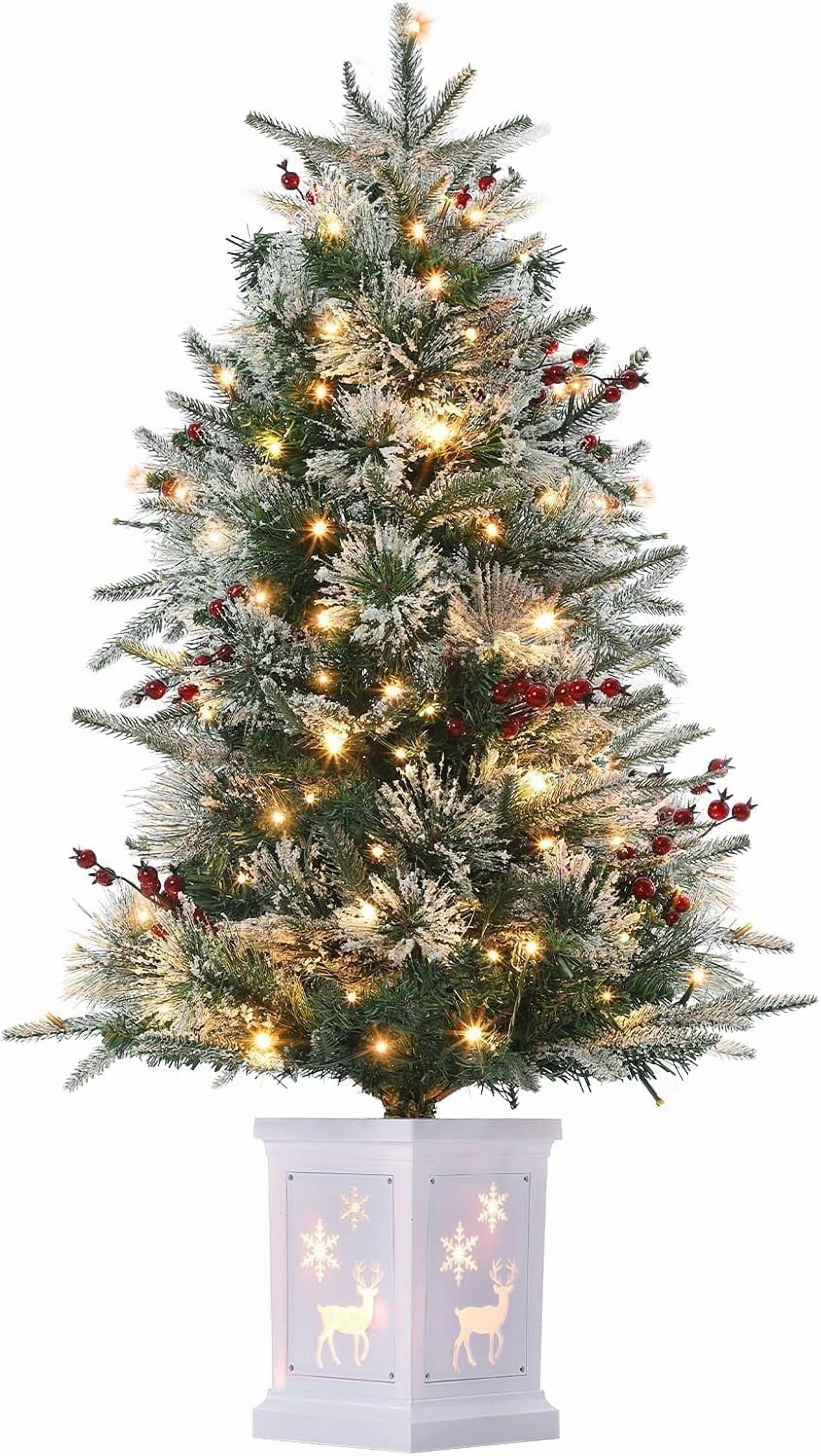 3 Ft Pre-Lit Christmas Tree, Artificial Christmas Trees with Lighting ...