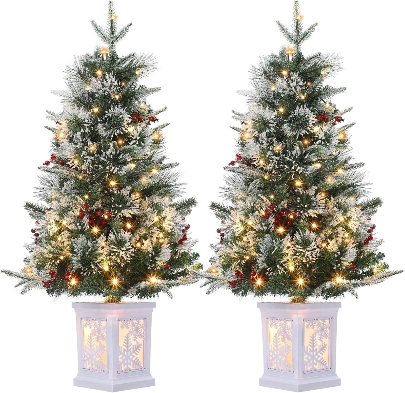 3 Ft Pre-Lit Christmas Tree, Artificial Christmas Trees with Lighting ...