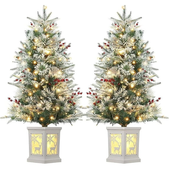 3 Ft Pre-Lit Christmas Tree, Artificial Christmas Trees with Lighting ...
