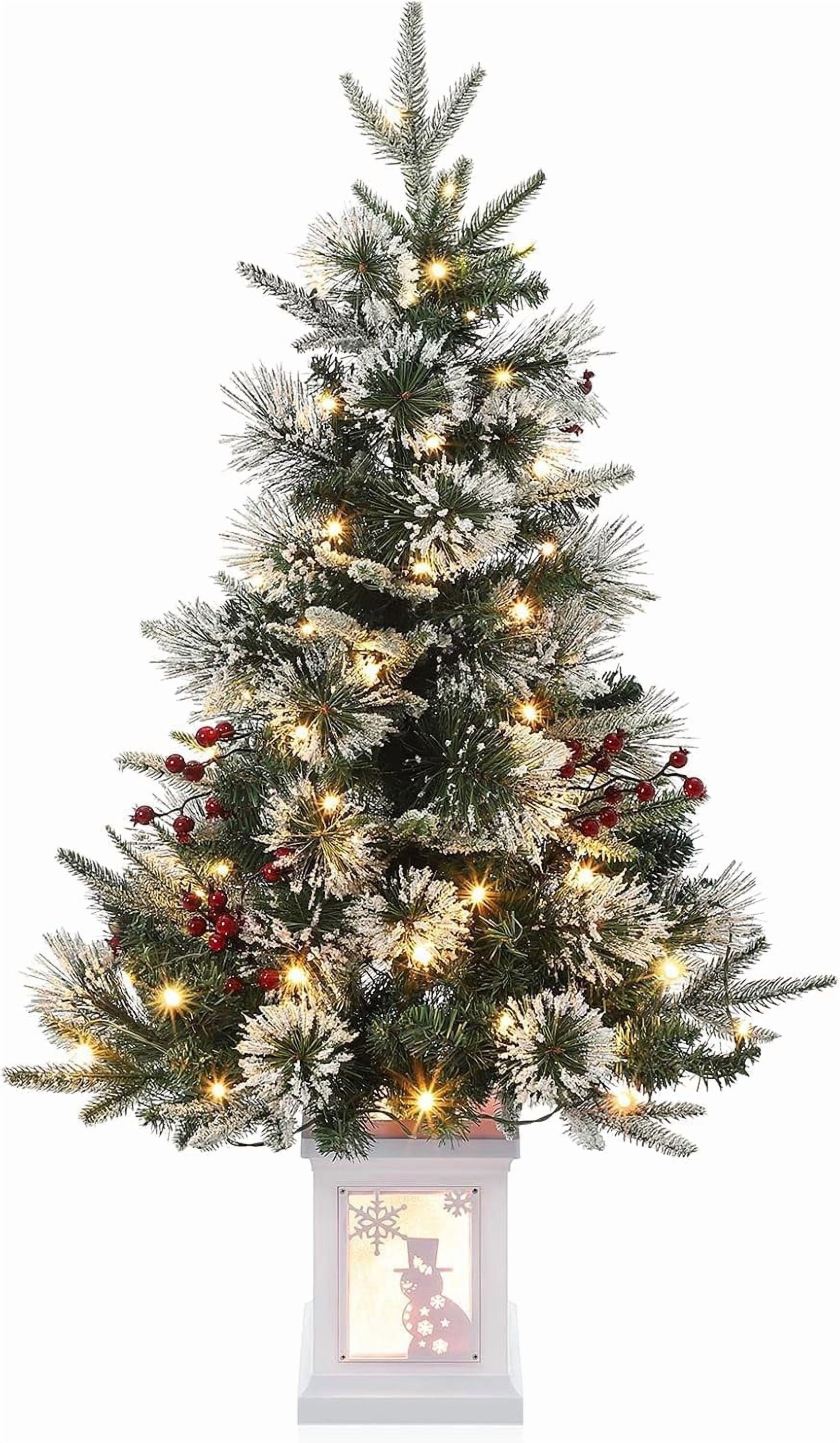 3 Ft Pre-Lit Christmas Tree, Artificial Christmas Trees with Lighting ...