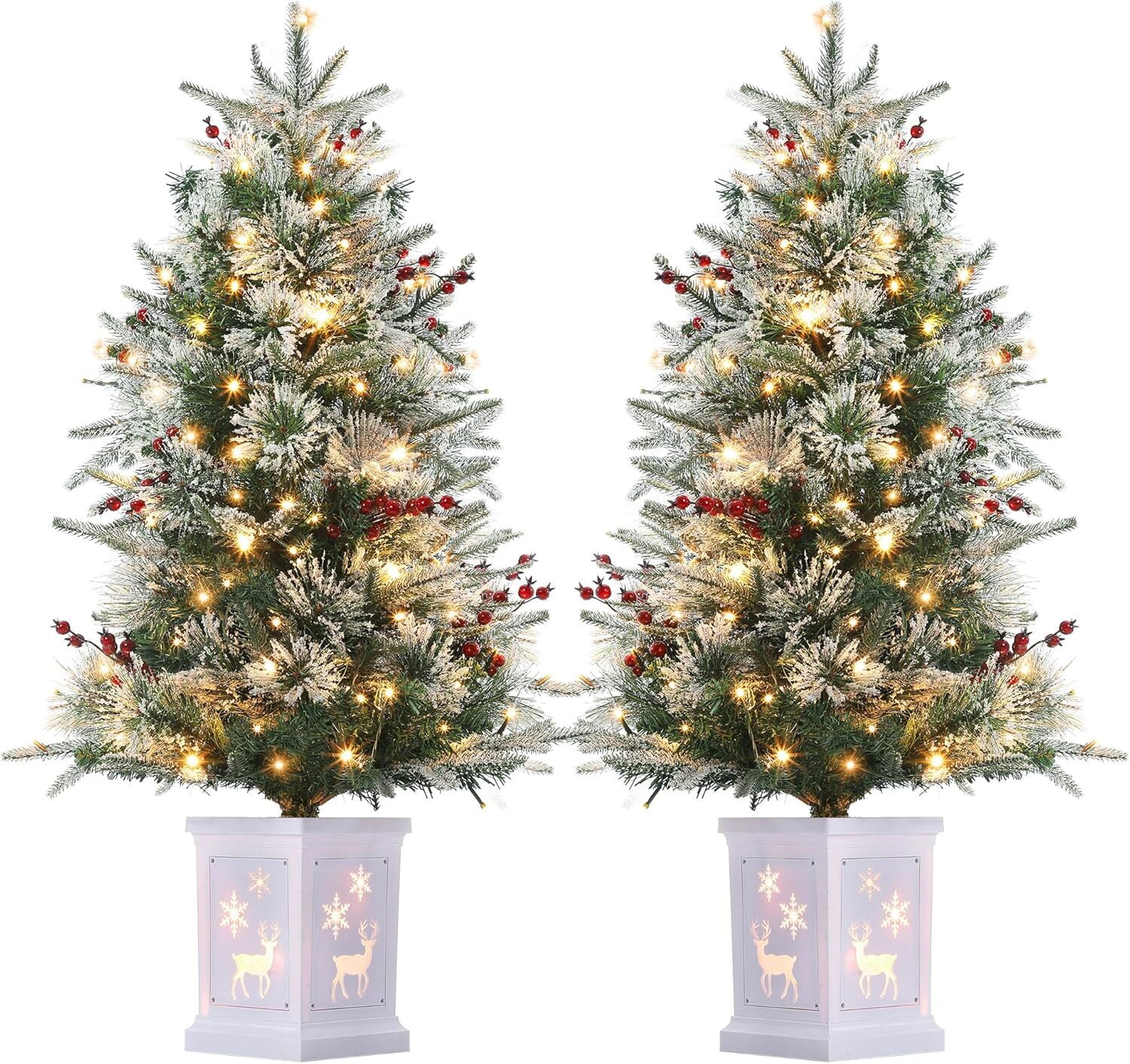 3 Ft Pre-Lit Christmas Tree, Christmas Tree with 78 Led Lights, Battery ...