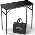 3 Ft Tri-Fold Camping Table with 3 Adjustable Heights Aluminum Folding ...