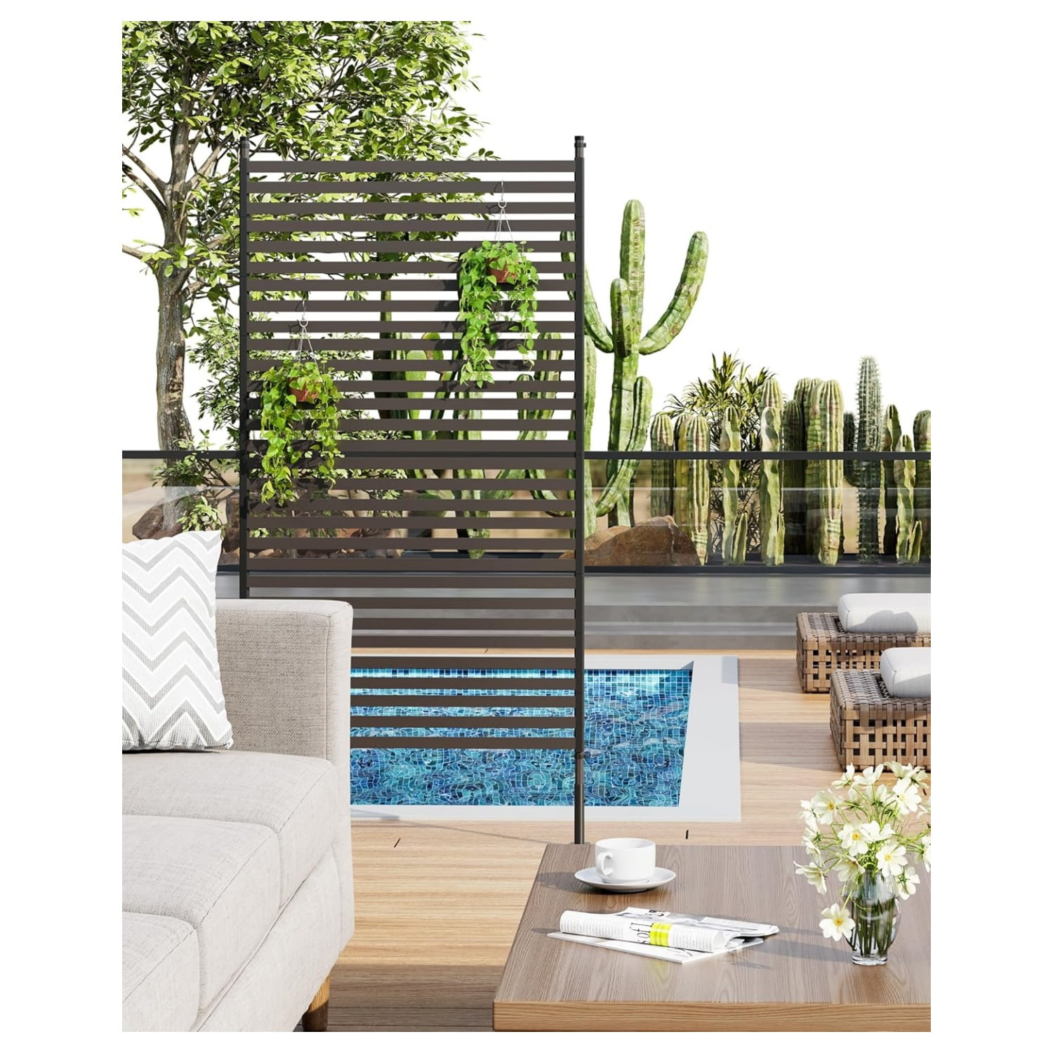 3 Ft W x 6 Ft H Metal Outdoor Privacy Screen, Outdoor Privacy Screen ...